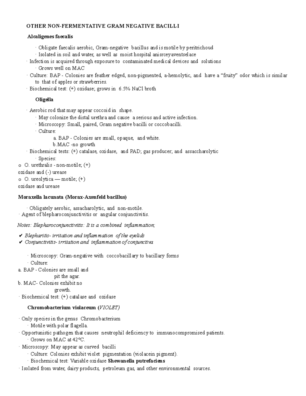Other NON- Fermentative GRAM Negative Bacilli - OTHER NON-FERMENTATIVE ...