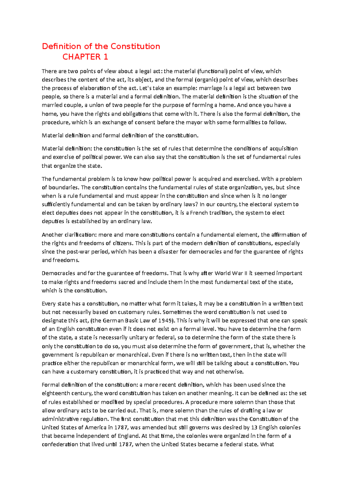 Definition of the Constitution Chapter 1 - Definition of the ...