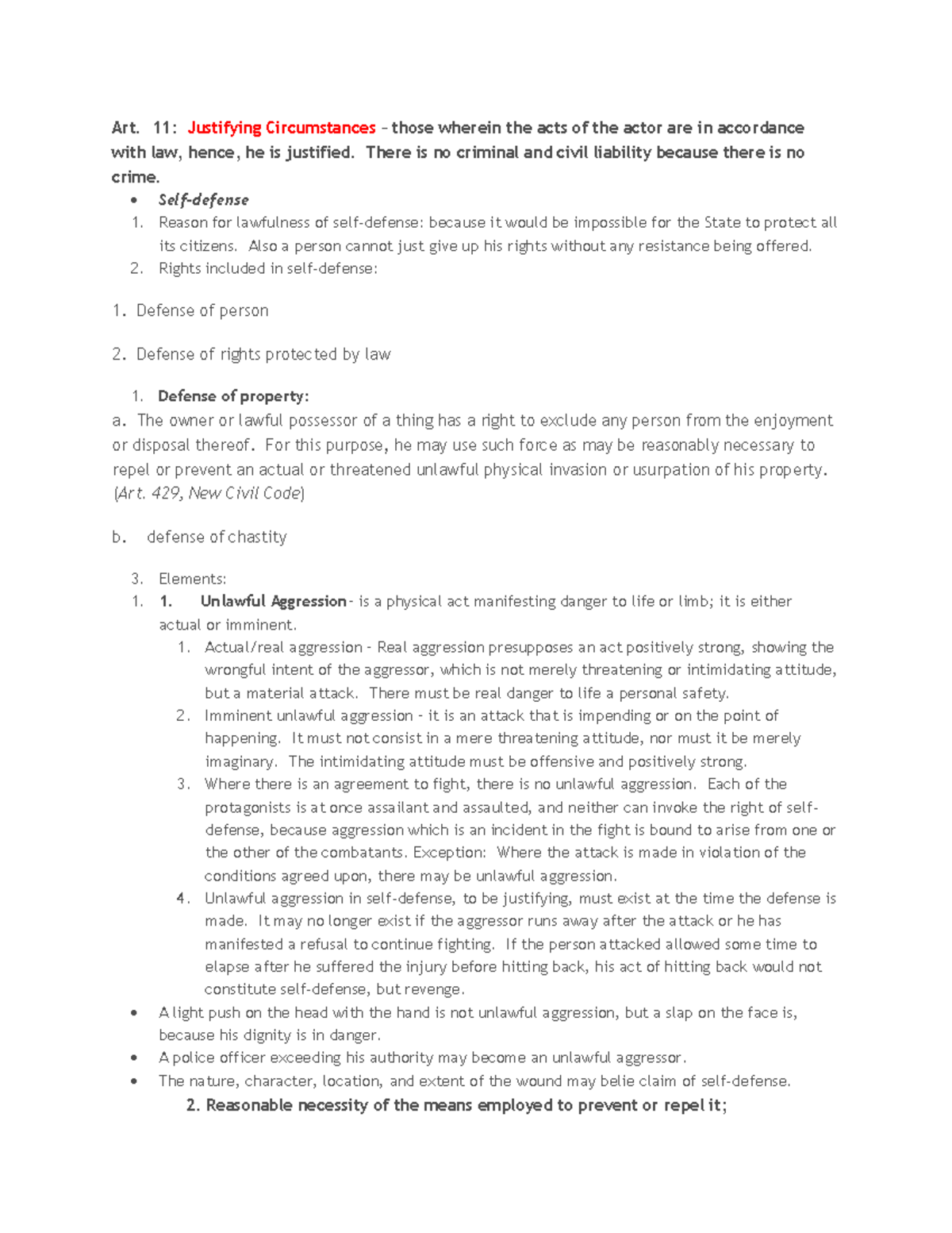 RPC-Articles 11 - 20 - Justifying, Exempting, Aggravating, and Alternative Circumstances - Art ...