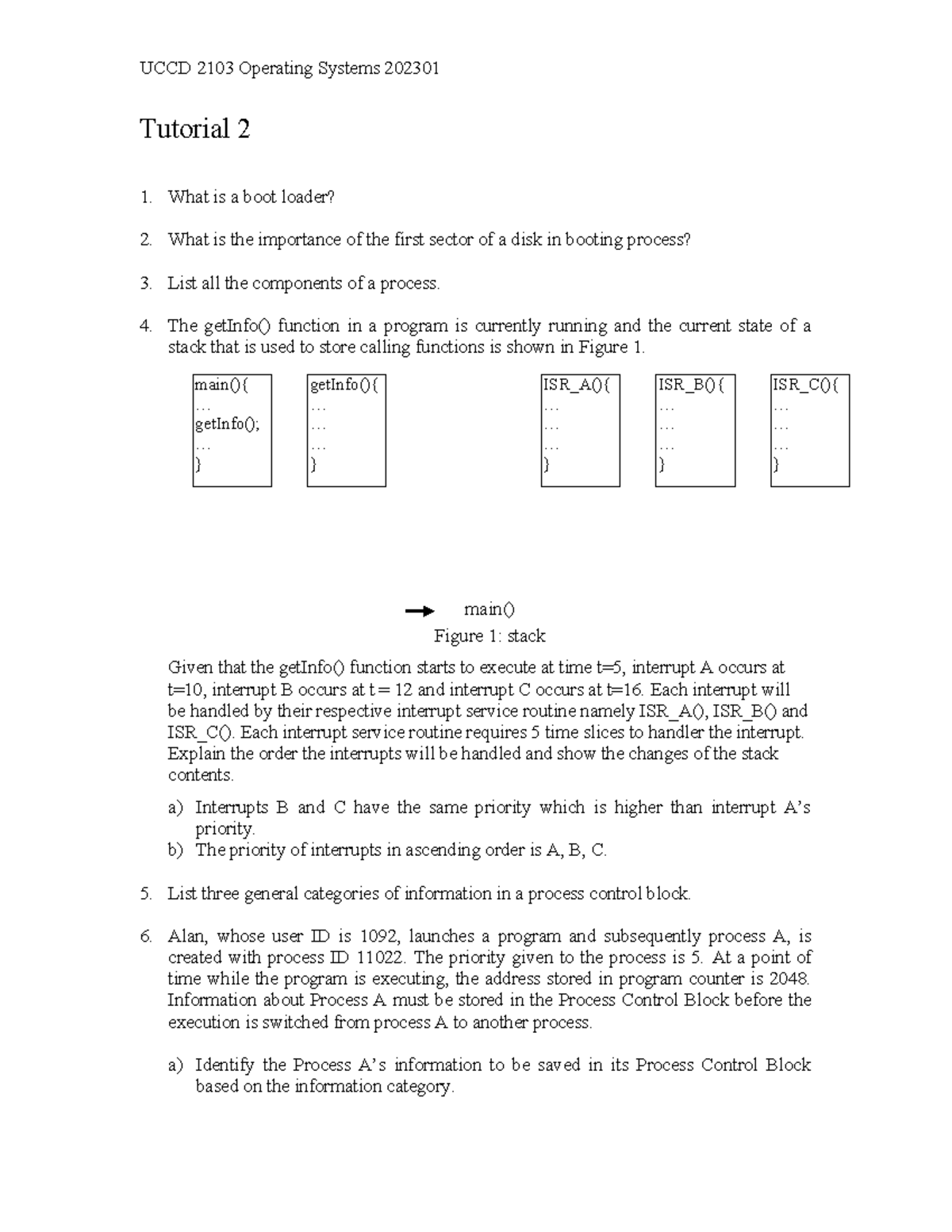 Tutorial 2-updated - main(){ ... getInfo(); ... } getInfo ...