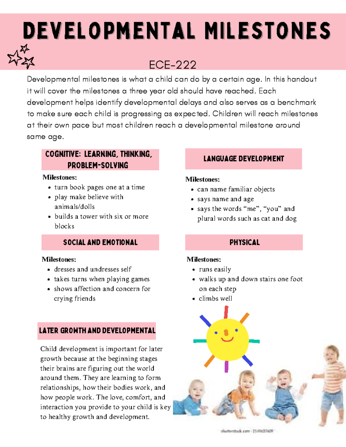 Handout ECE 222 - Developmental MilestonesDevelopmental Milestones ECE ...