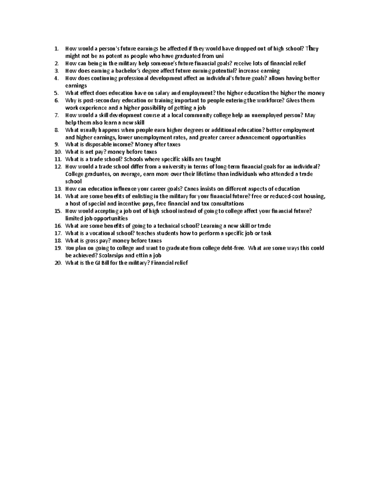 Copia de Unit 5 Review - 1. How would a person's future earnings be ...