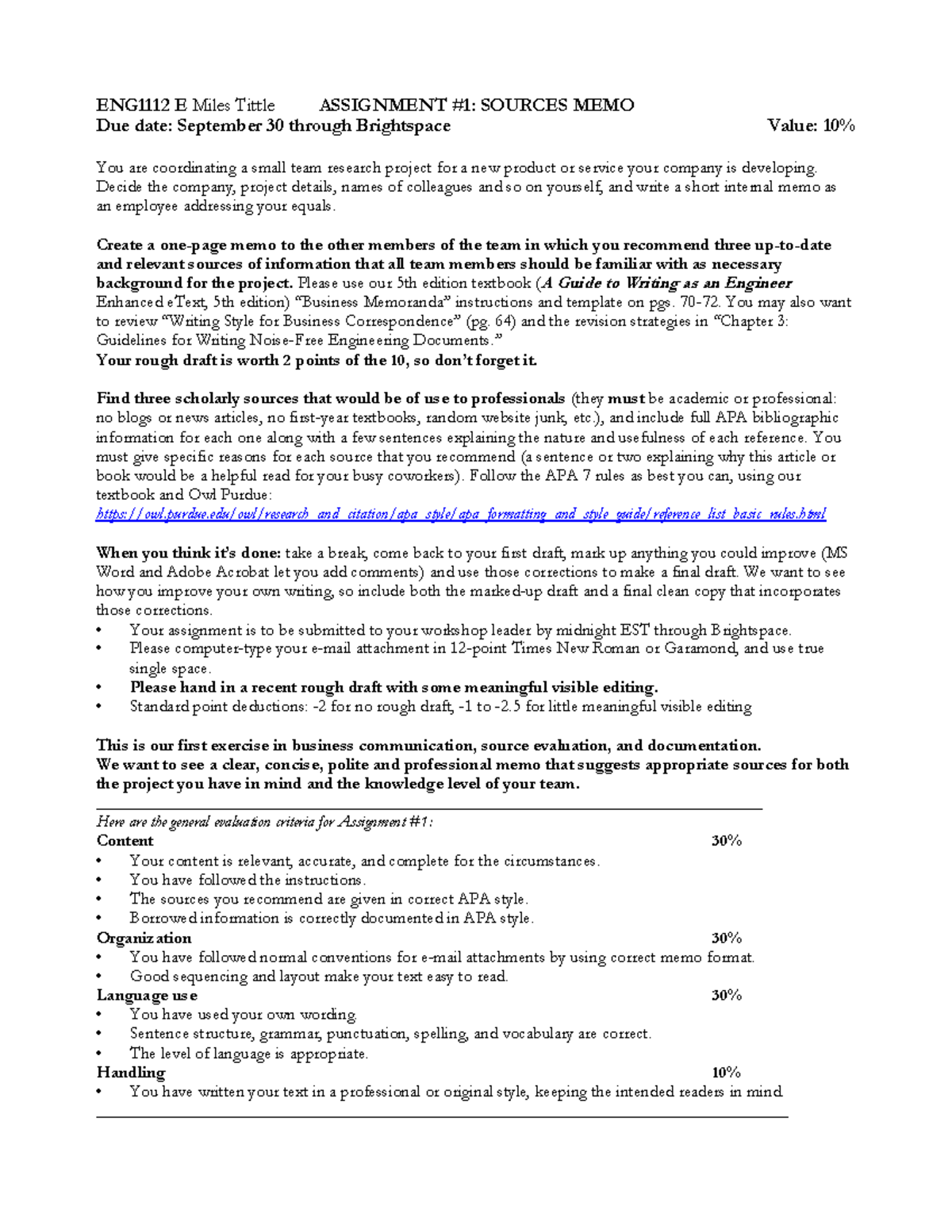 ENG1112 E Assignment 1 (sources) - ENG 1112 E Miles Tittle ASSIGNMENT ...
