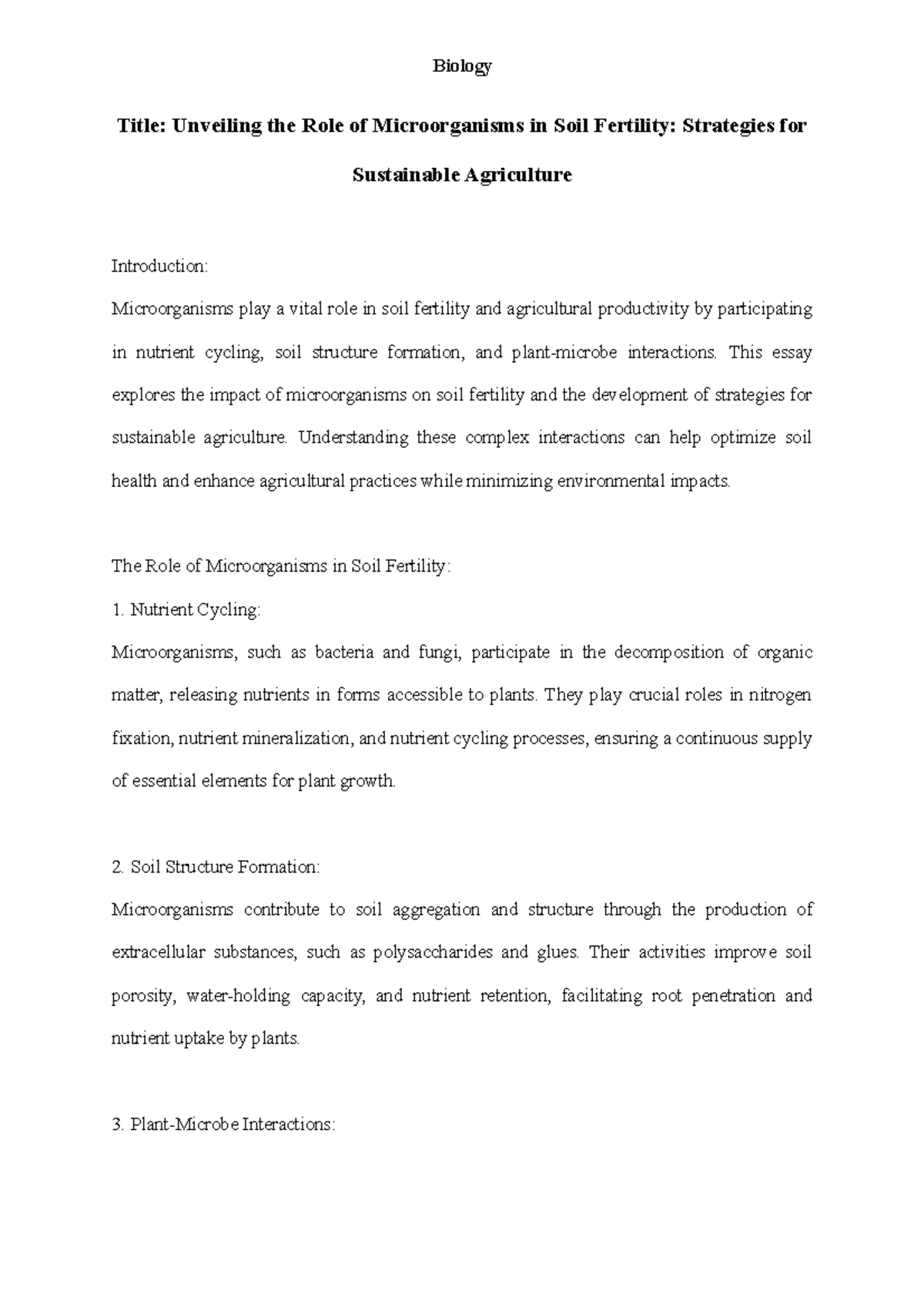 -Unveiling the Role of Microorganisms in Soil Fertility- Strategies for ...