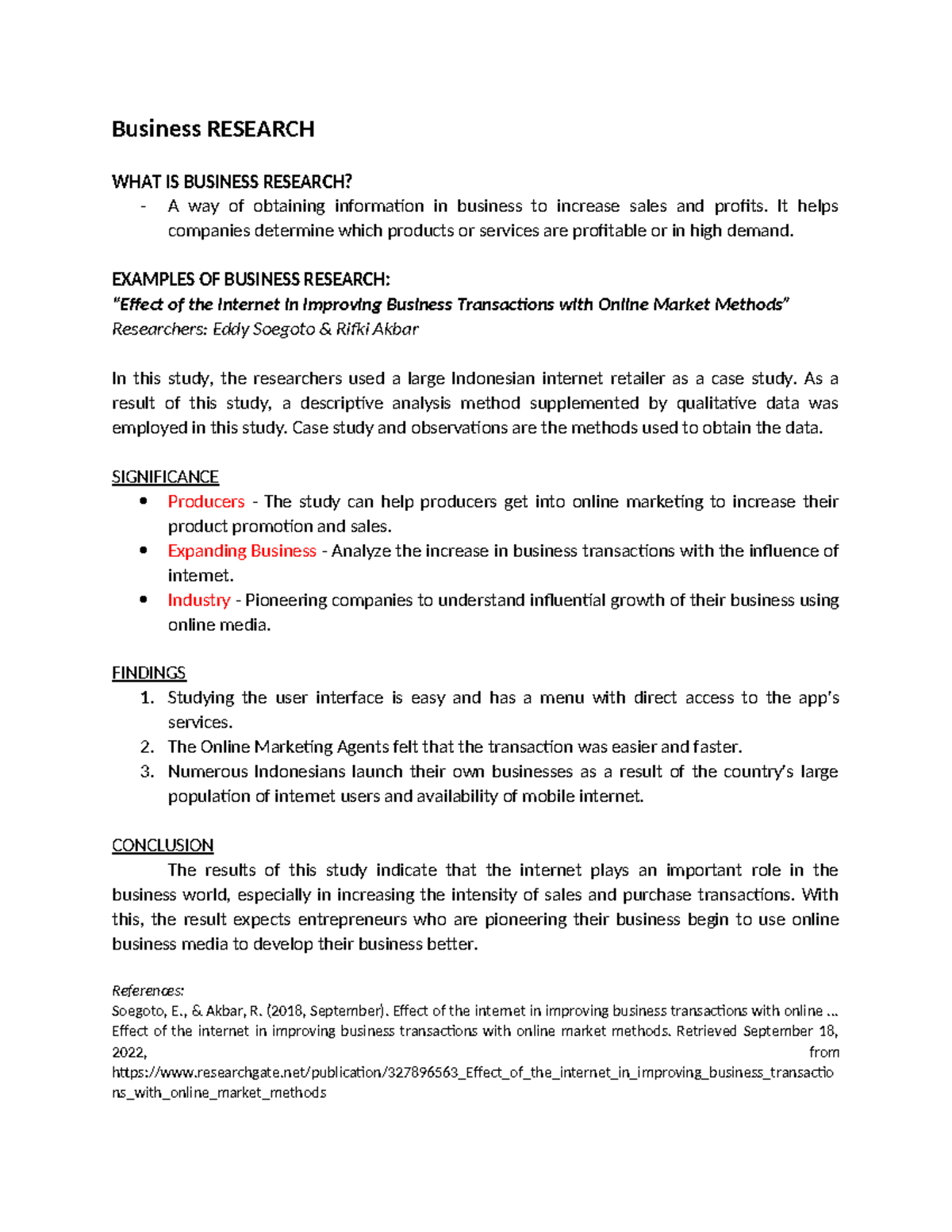 Business Research handout - Business RESEARCH WHAT IS BUSINESS RESEARCH ...