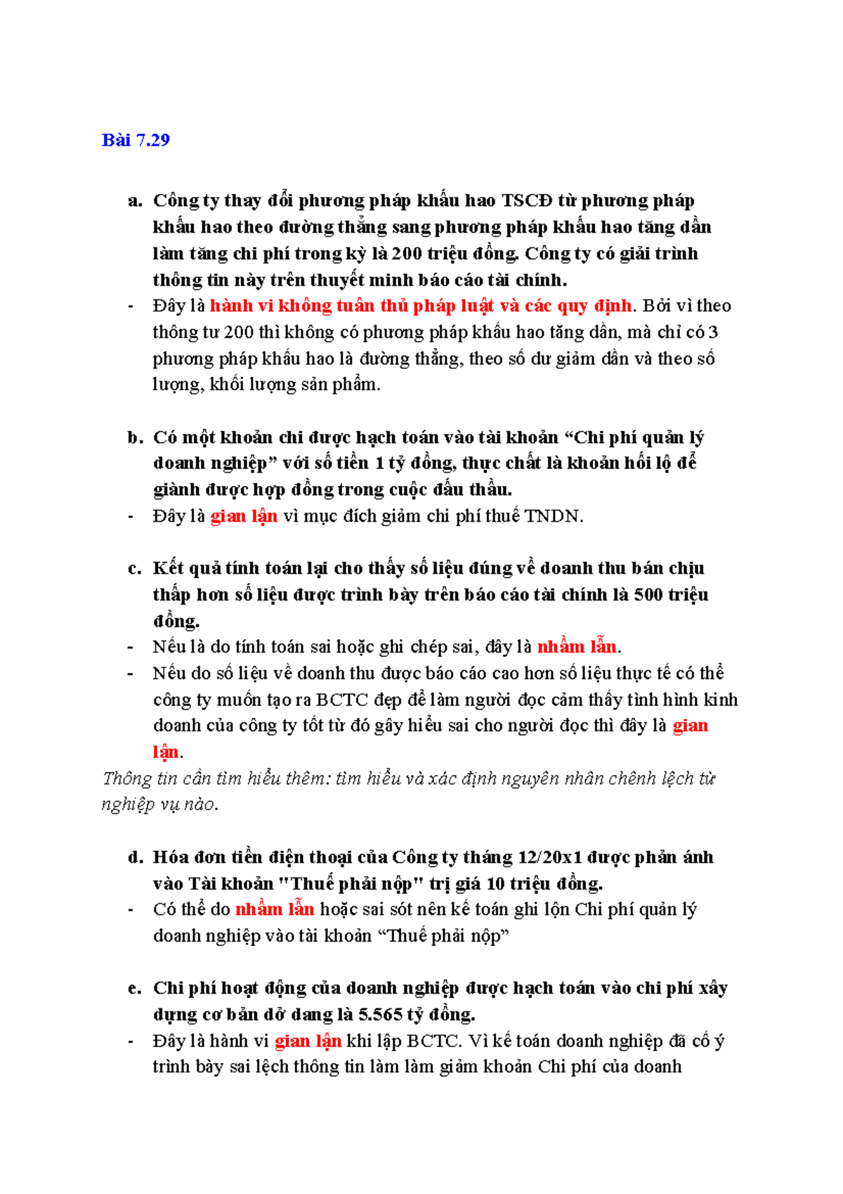 7.29 - 32 - 36 - CMKT - CMKT - Bài 7. a. Công ty thay đổi phương pháp ...