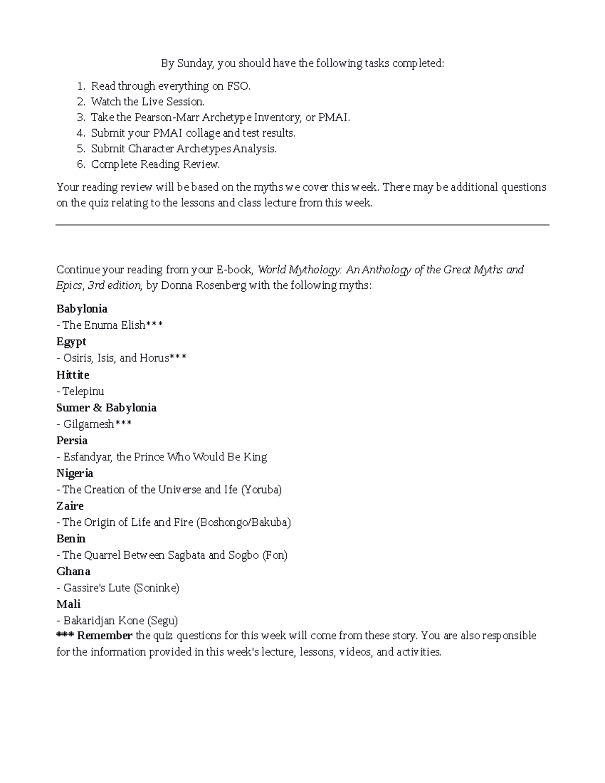 2.1 reading - By Sunday, you should have the following tasks completed ...