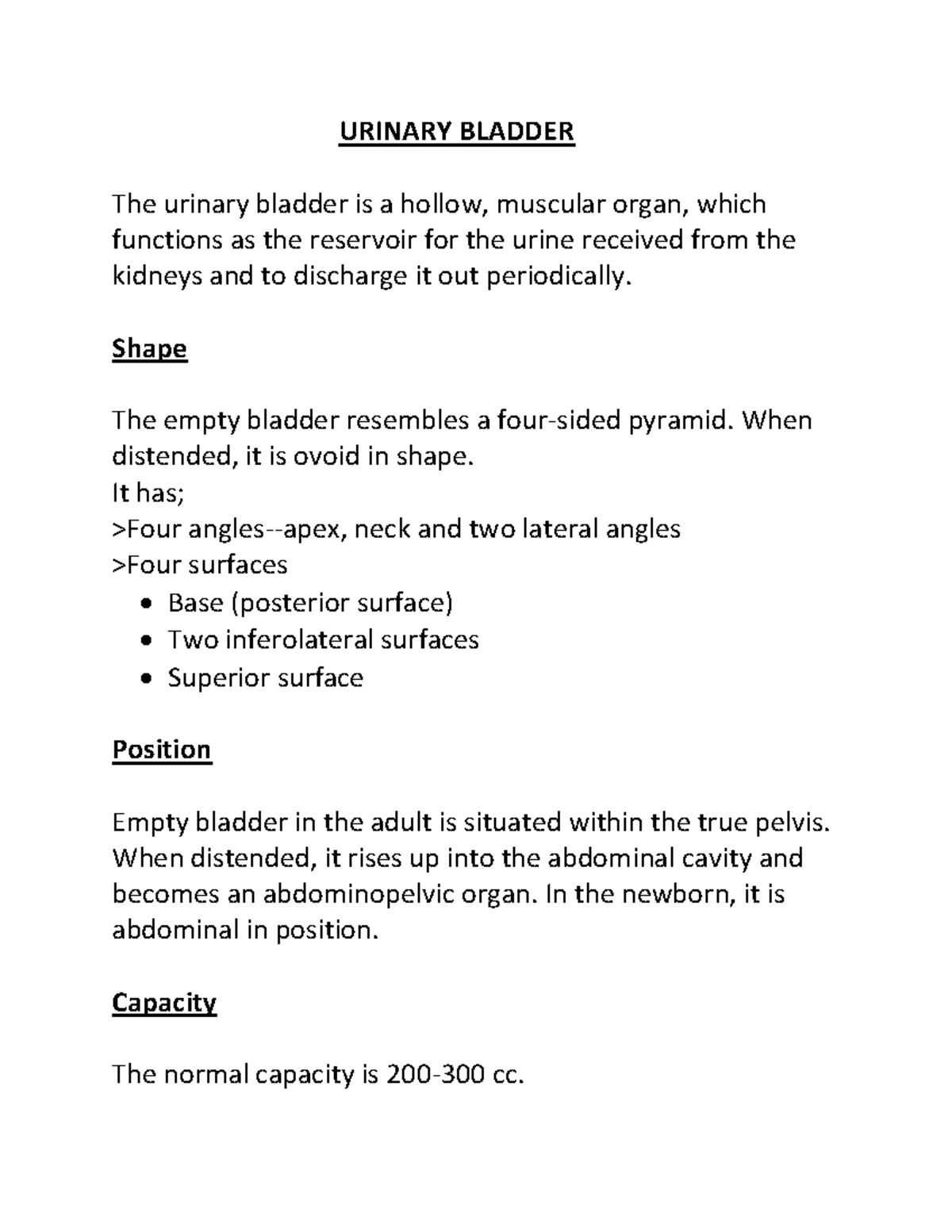 Urinary Bladder - This study material is for nursing students to ...