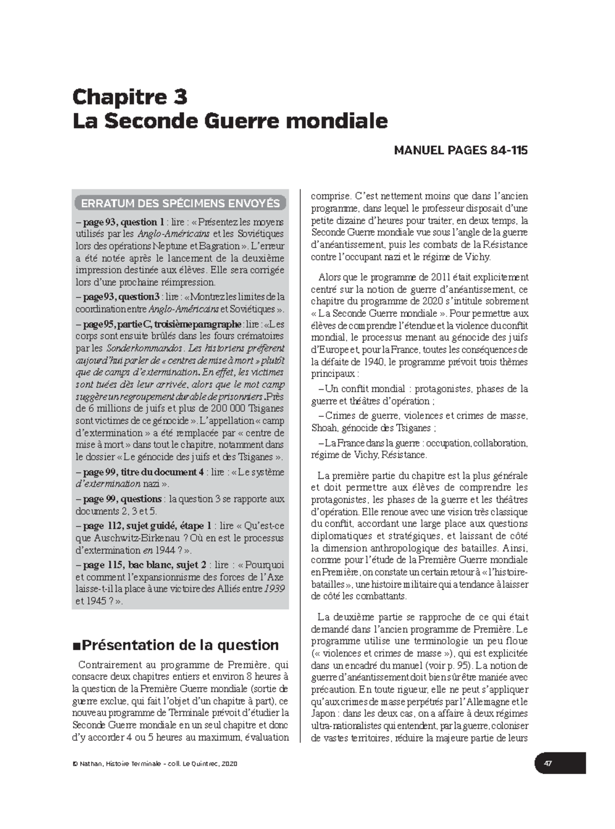 Ch03 84 livre prof - correction - Chapitre 3 La Seconde Guerre mondiale MANUEL PAGES 84 ...