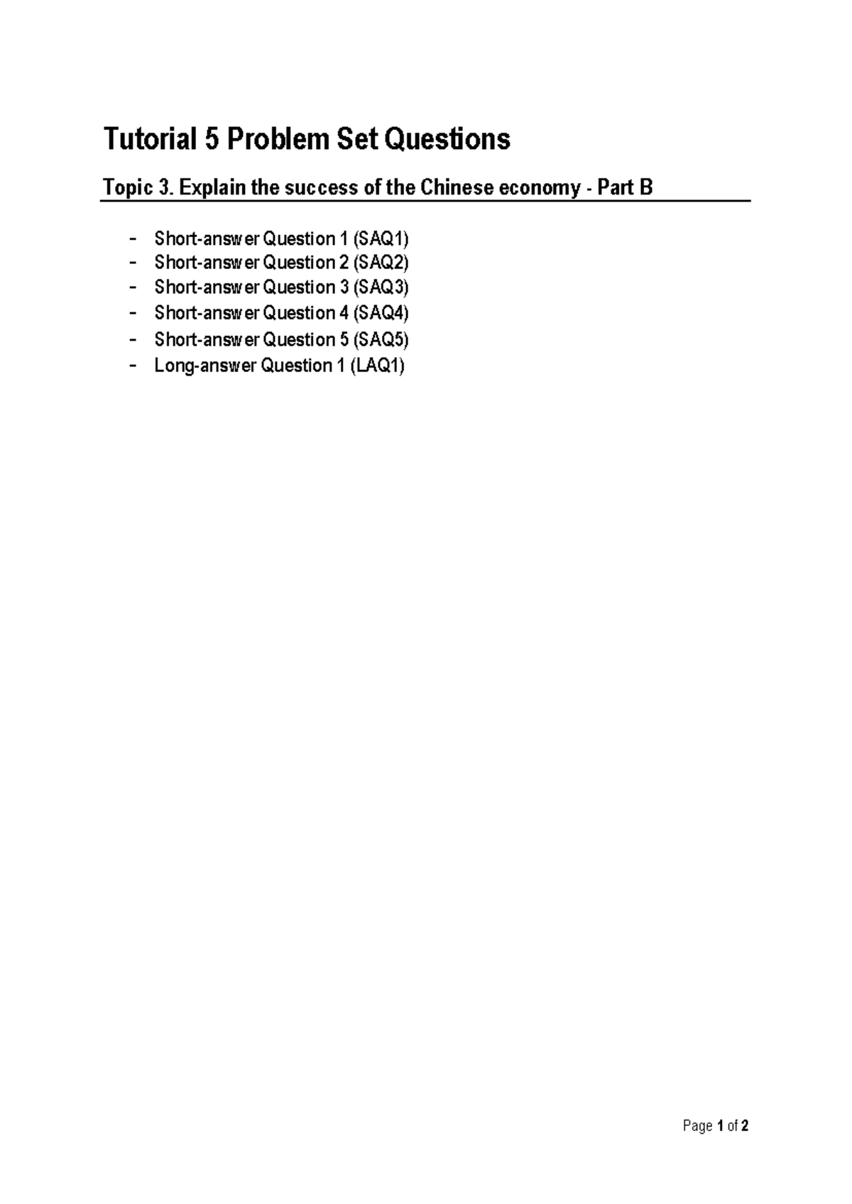 Tutorial 5 Questions 1111 Acf1100 Page 1 Of 2 Tutorial 5 Problem Set Questions Topic 3