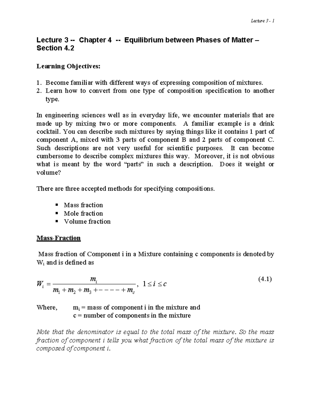 Lecture 03 - Written notes - Lecture 3 1 Lecture 3 Chapter 4 ...