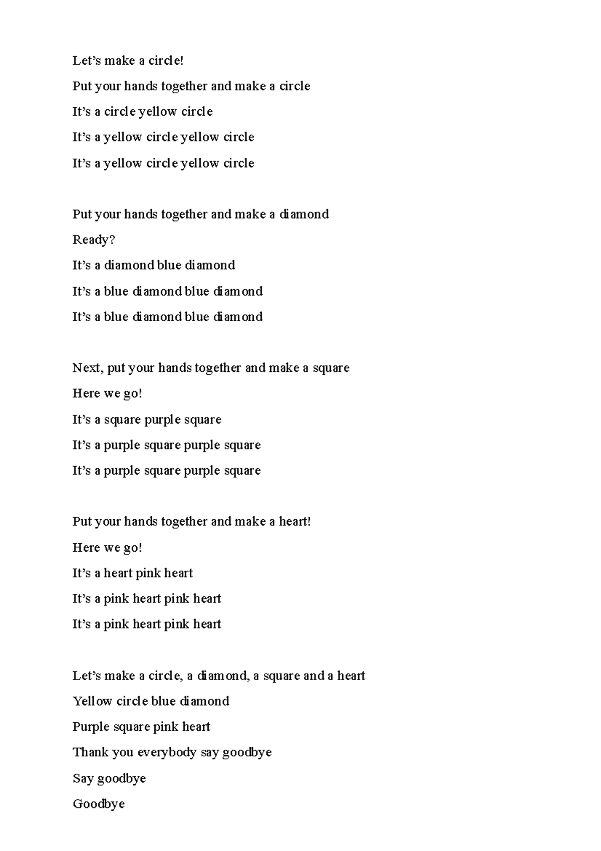 English kid - abc - Let’s make a circle! Put your hands together and ...