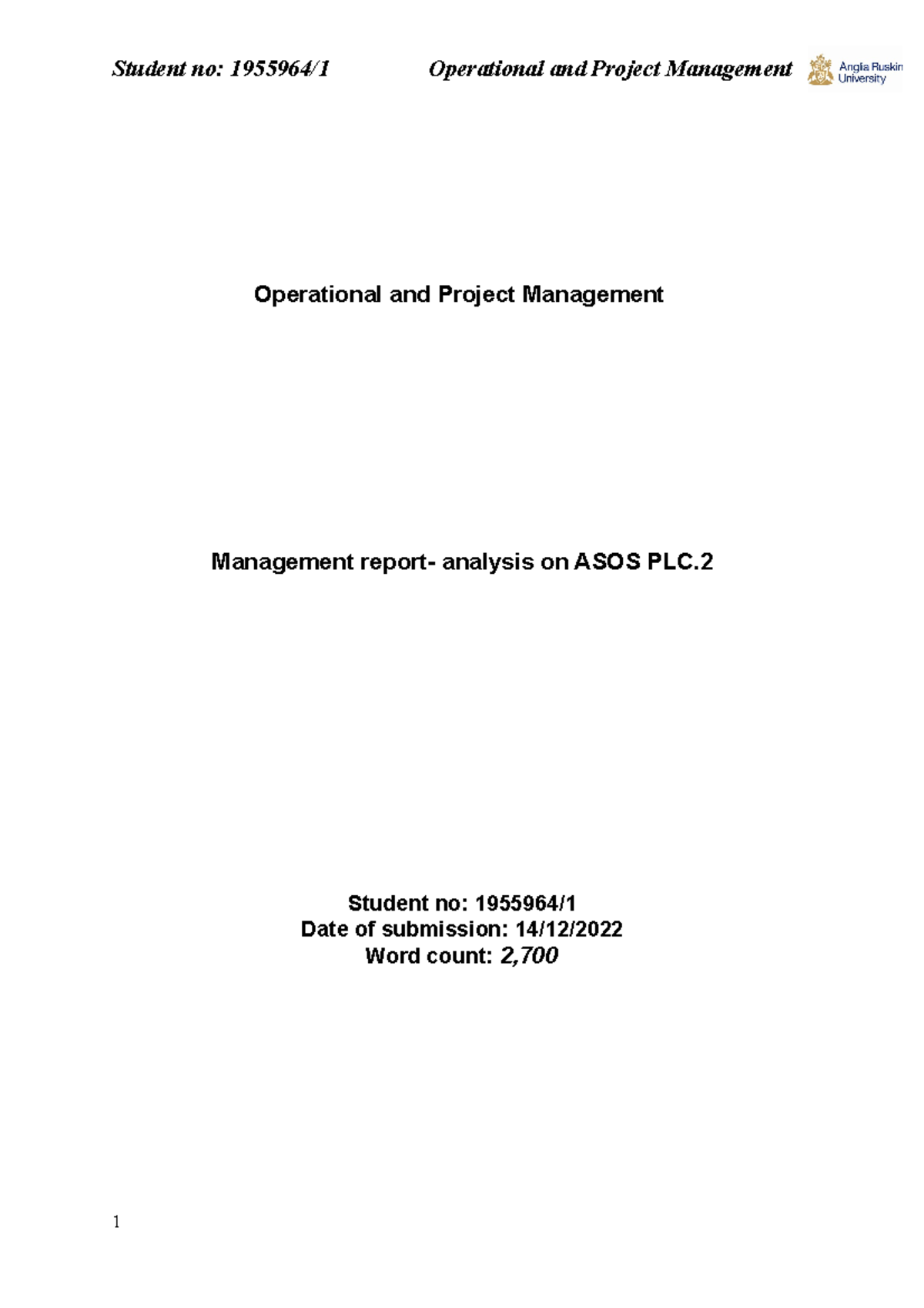 Operational and Project Management 2 - Operational and Project ...