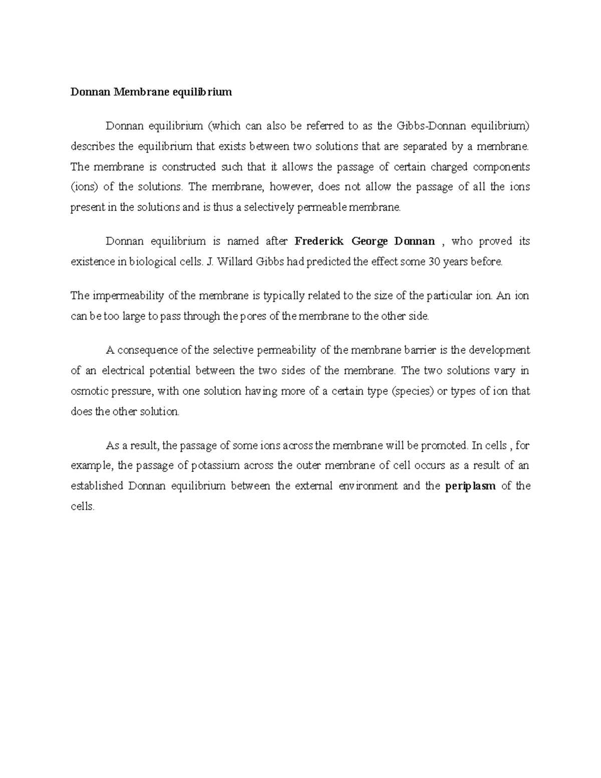 Donnan equilibrium Dorn effect - Donnan Membrane equilibrium Donnan ...
