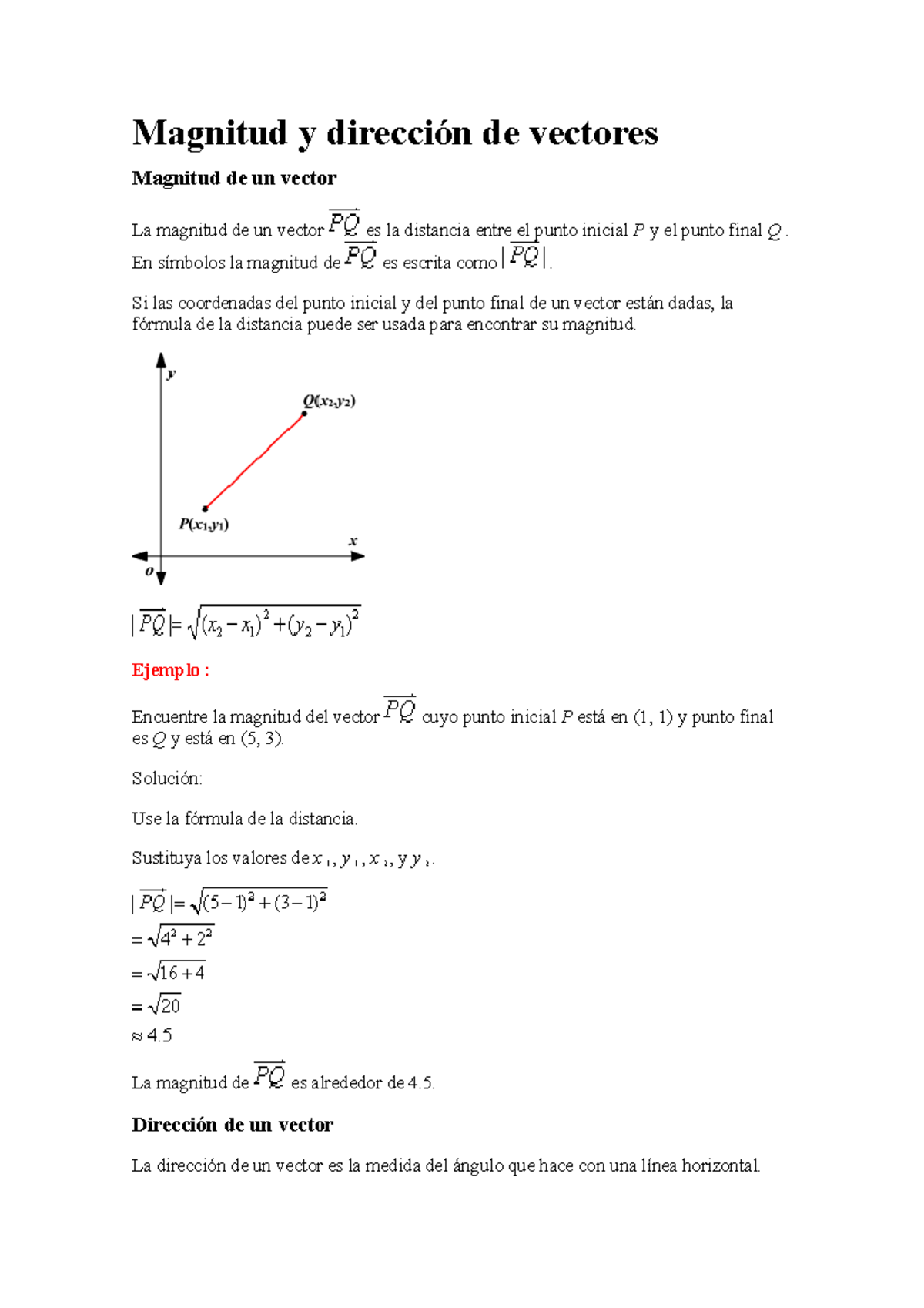 Magnitud y dirección de vectores - Magnitud y dirección de vectores ...