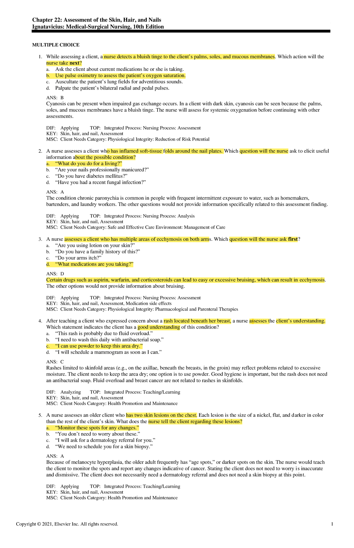 Exam View - Chapter 22 - None - Chapter 22: Assessment of the Skin ...