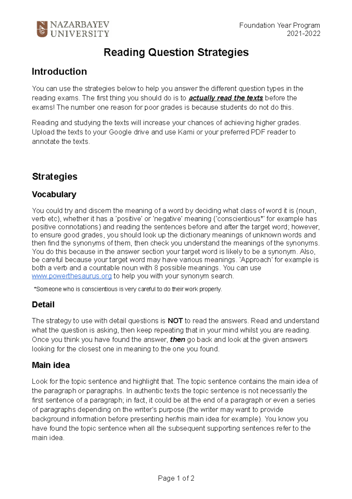 Reading Question Strategies for Open book exam - 2021- Reading Question ...