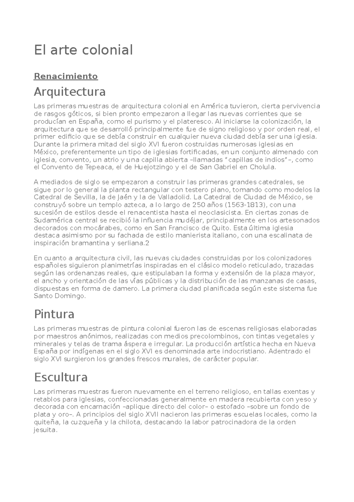 El arte colonial - El arte colonial Renacimiento Arquitectura Las ...