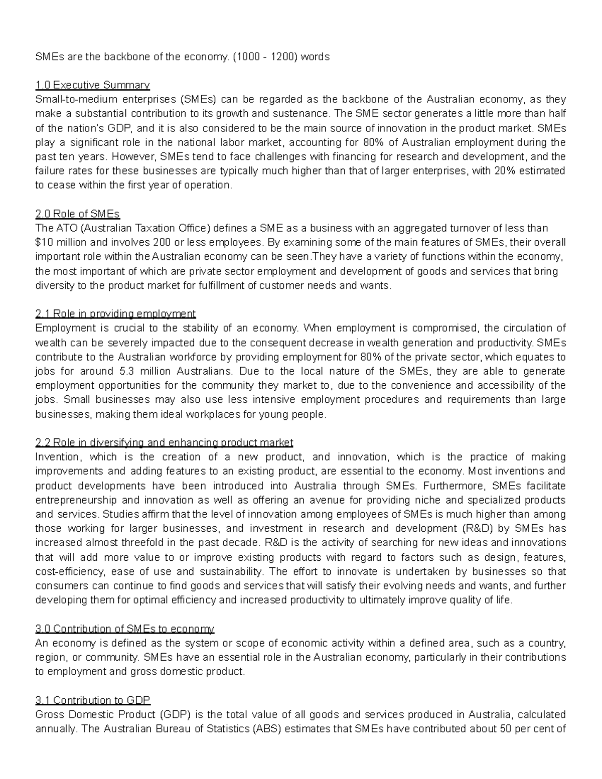 SMEs Report - English - SMEs are the backbone of the economy. (1000 ...