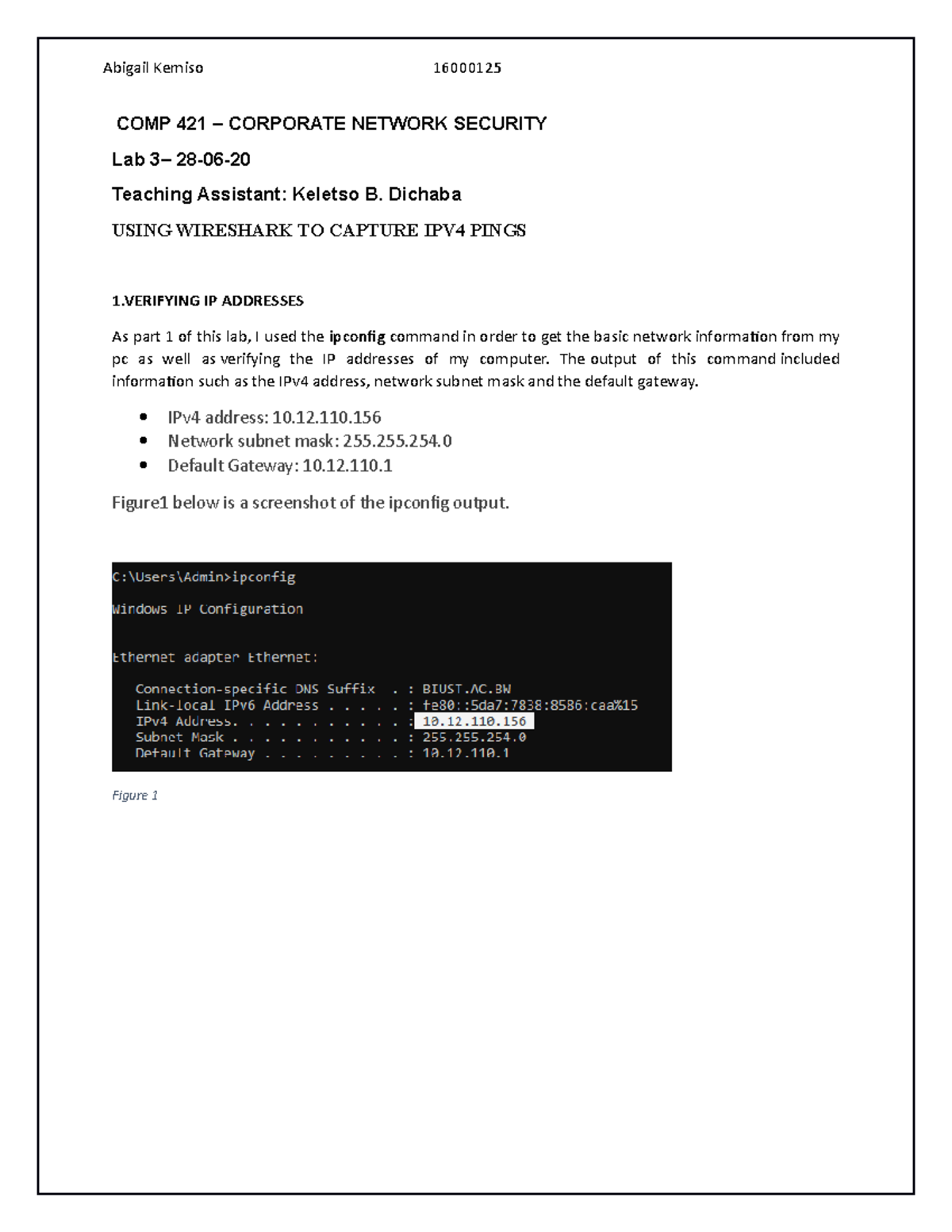 LAB3 ABI - LAB REPORT - COMP 421 – CORPORATE NETWORK SECURITY Lab 3– 28-06- Teaching Assistant ...