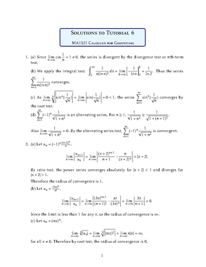MA1521 outline - NATIONAL UNIVERSITY OF SINGAPORE Department of Mathematics MA1521 Calculus for ...