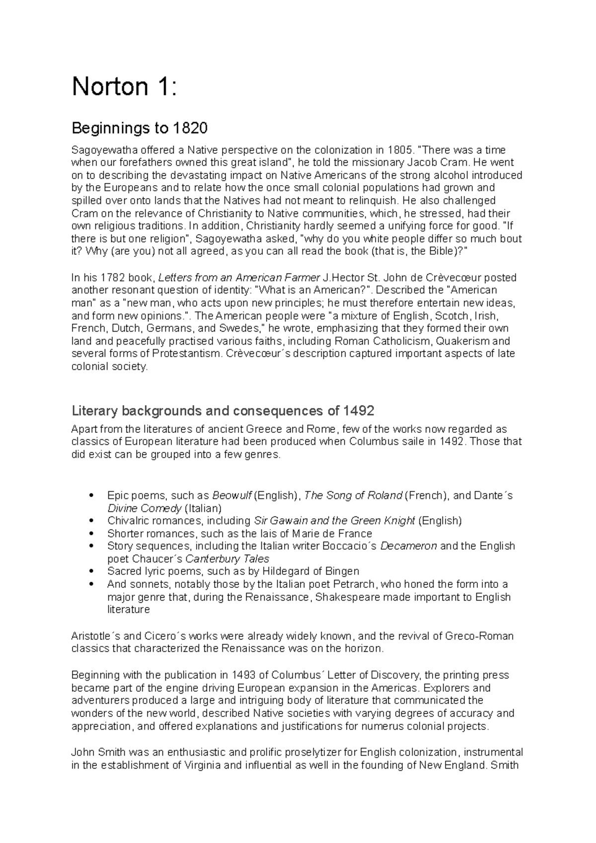 ENG122 Norton 1 - Norton 1: Beginnings to 1820 Sagoyewatha offered a ...