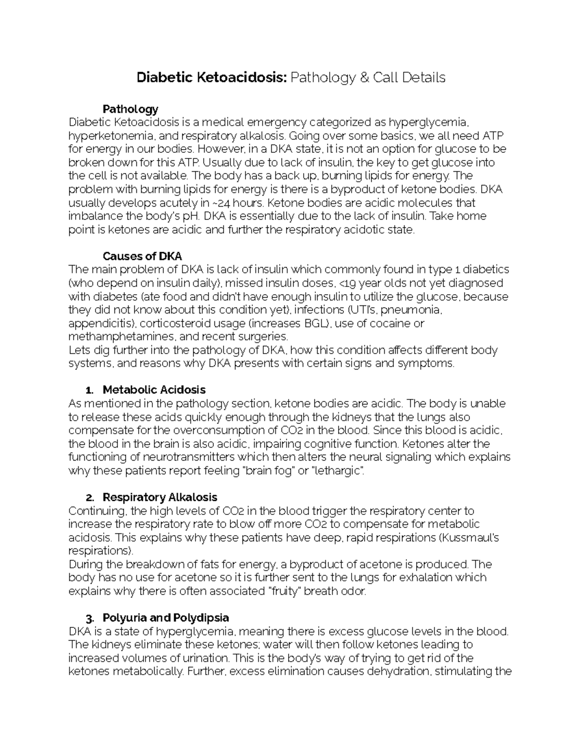 DKA Report - Diabetic Ketoacidosis: Pathology & Call Details Pathology ...