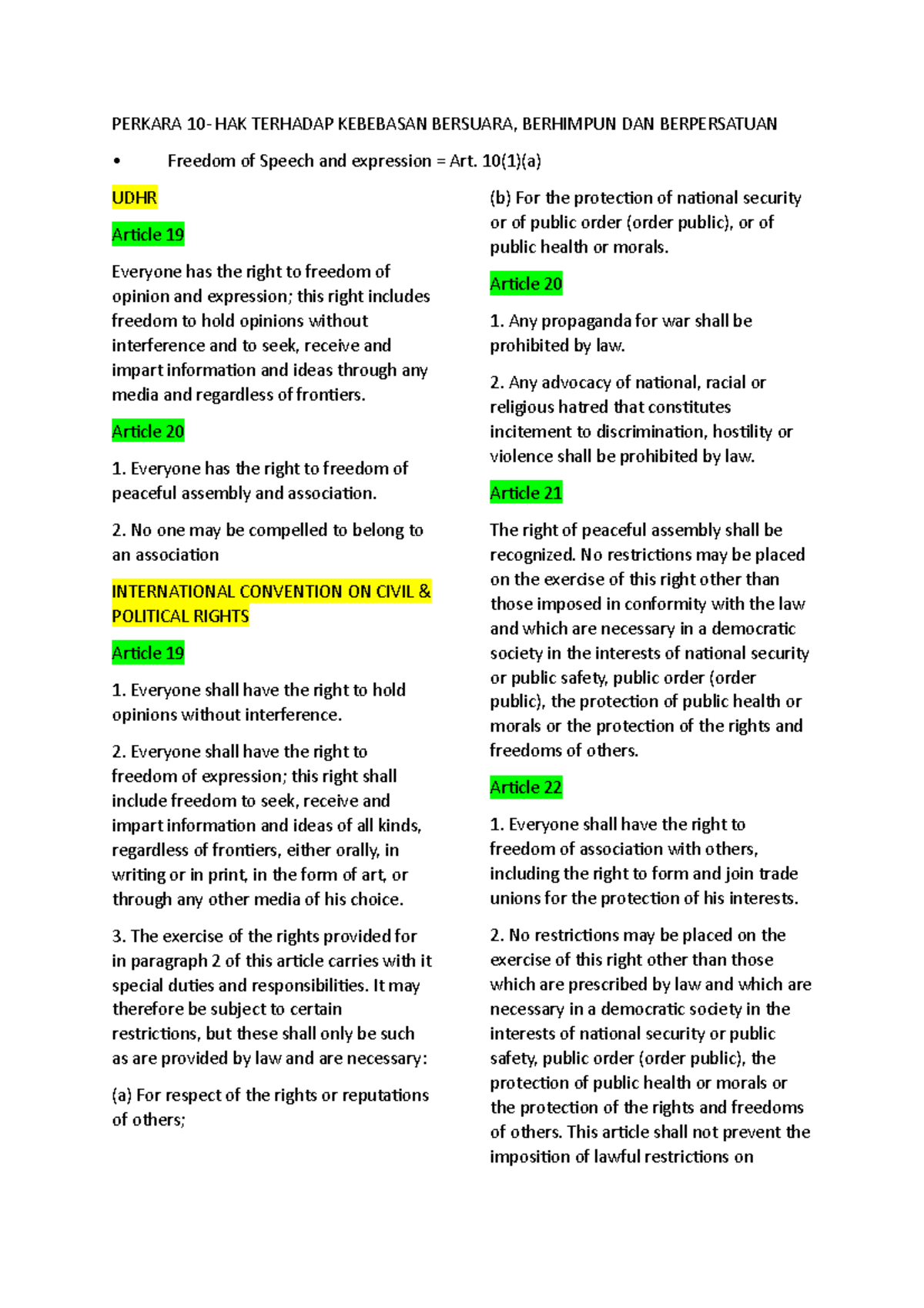 Perkara 10 - Notes for Article 10 of the Malaysian Federal Constitution ...