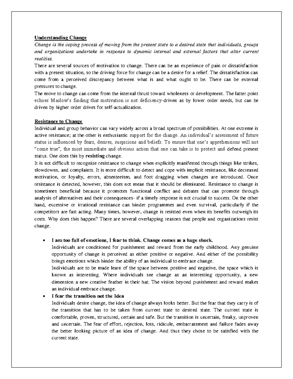 Reference material module 6- Change - Understanding Change Change is ...