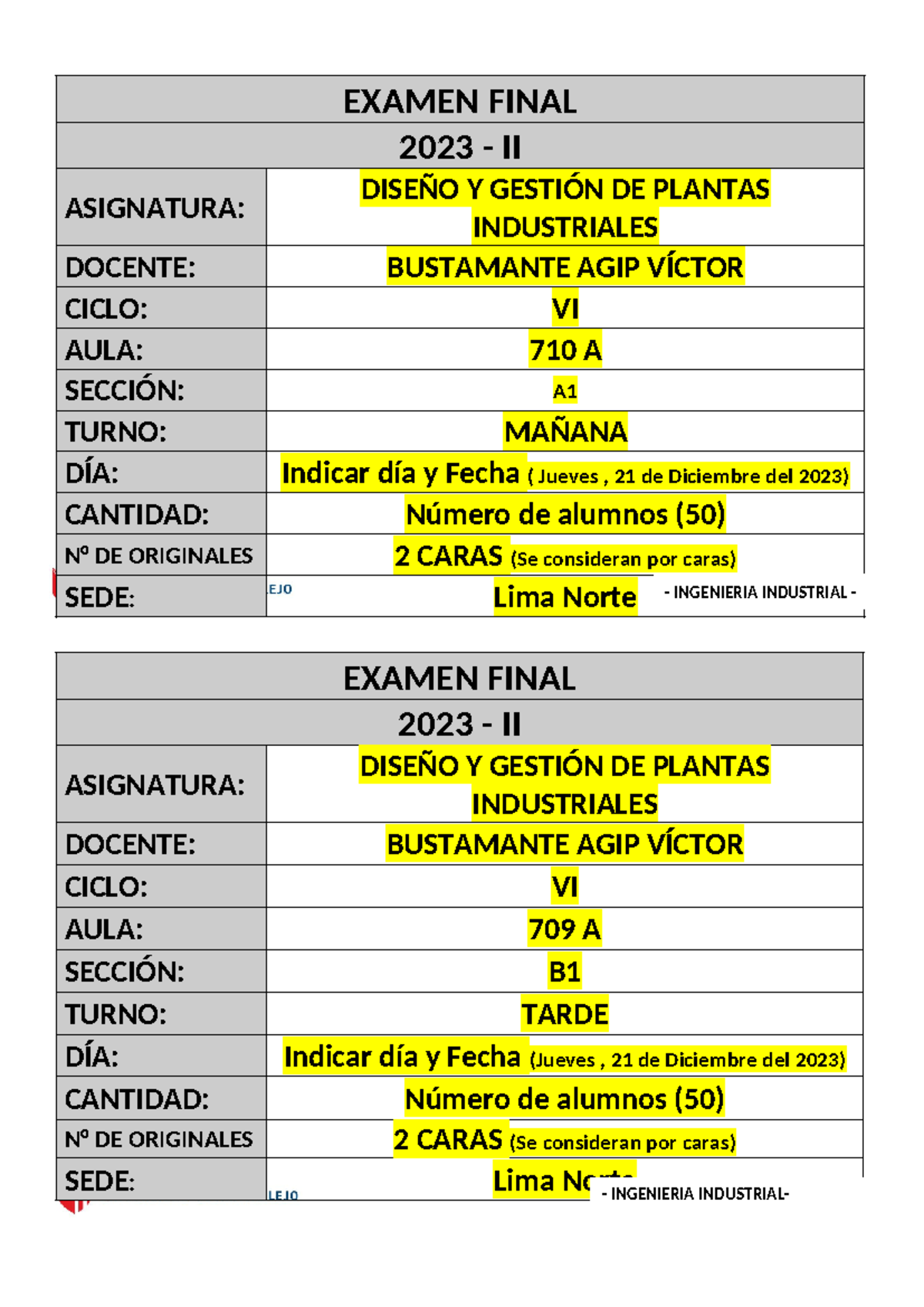 Caratula DE Sobre - Hola - EXAMEN FINAL 2023 - II ASIGNATURA: DISEÑO Y ...