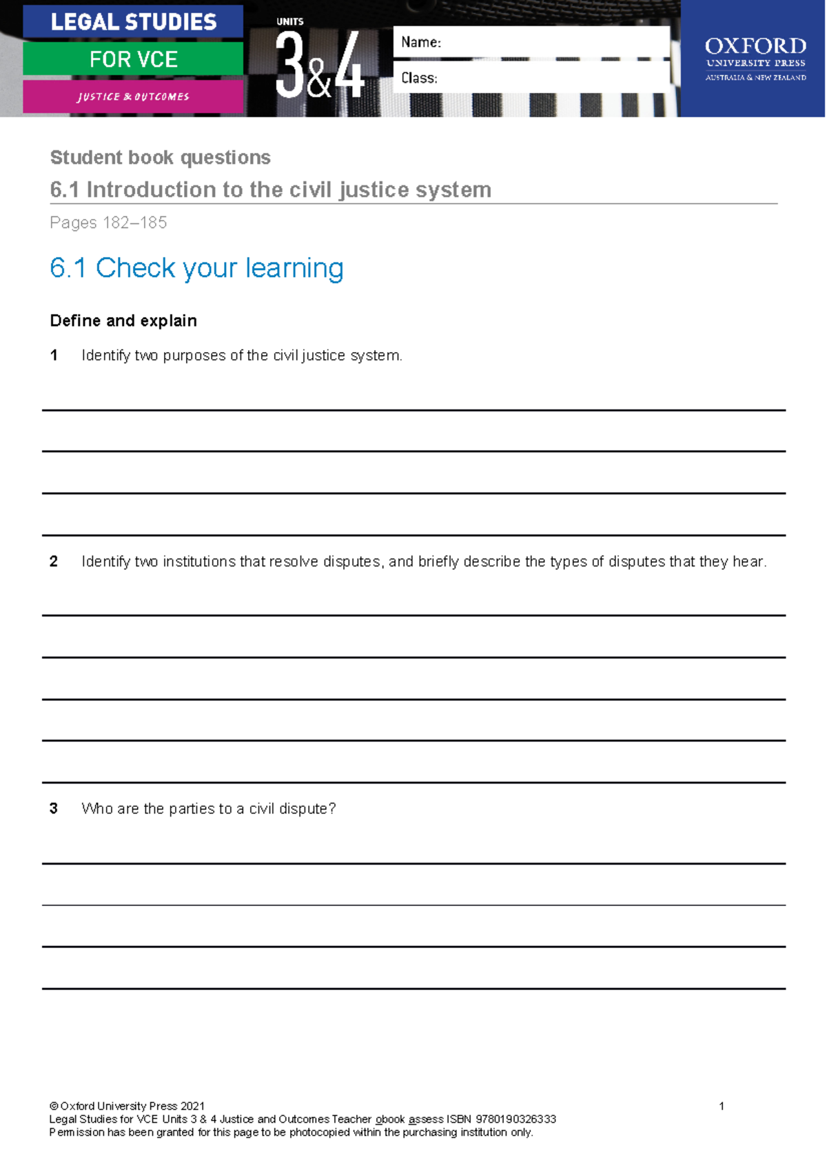Legal 34 Chapter 6 Student book questions - Student book questions 6 ...