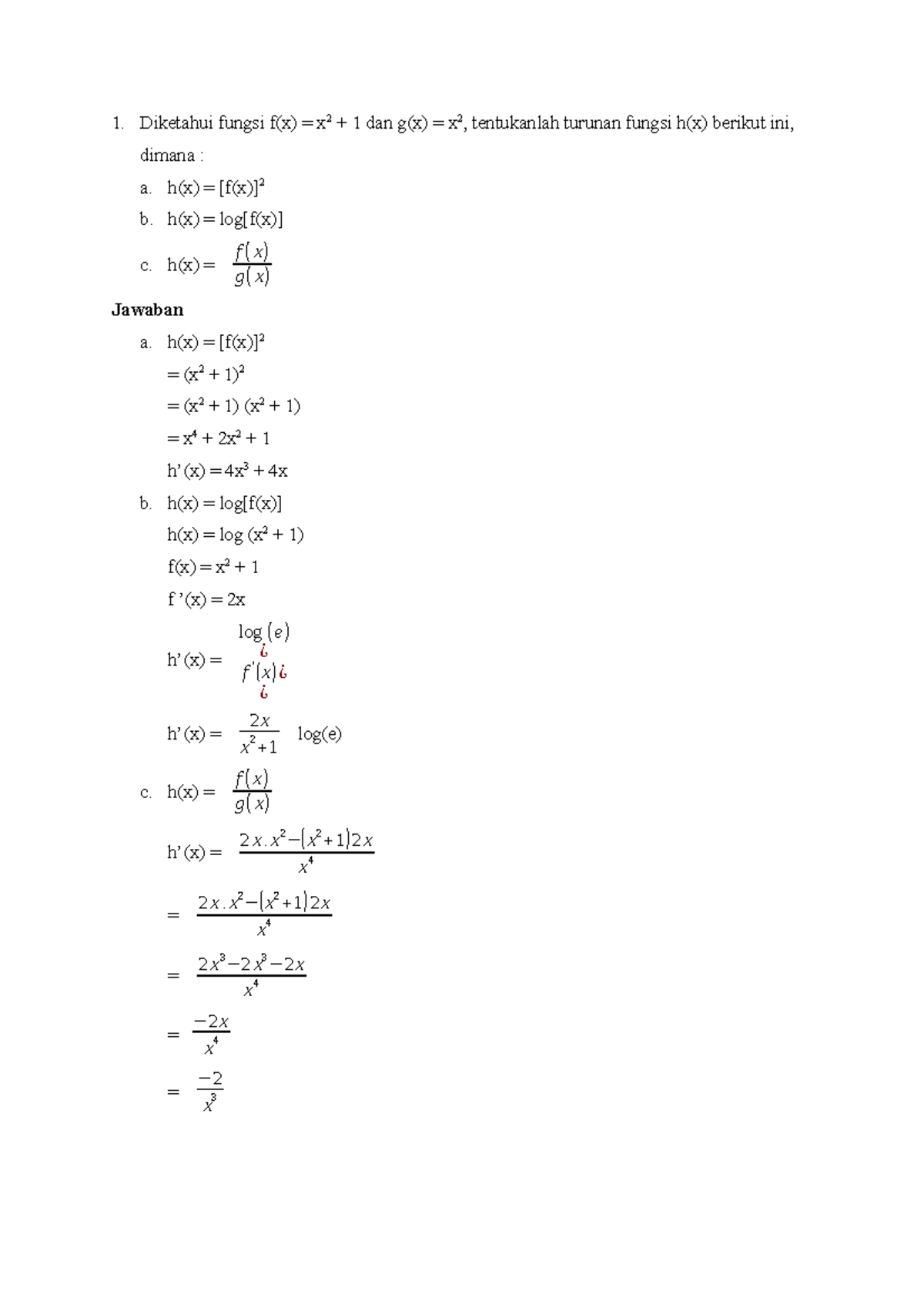 Diskusi 8 Matematika Ekonomi Diketahui Fungsi F x X 2 1 Dan G