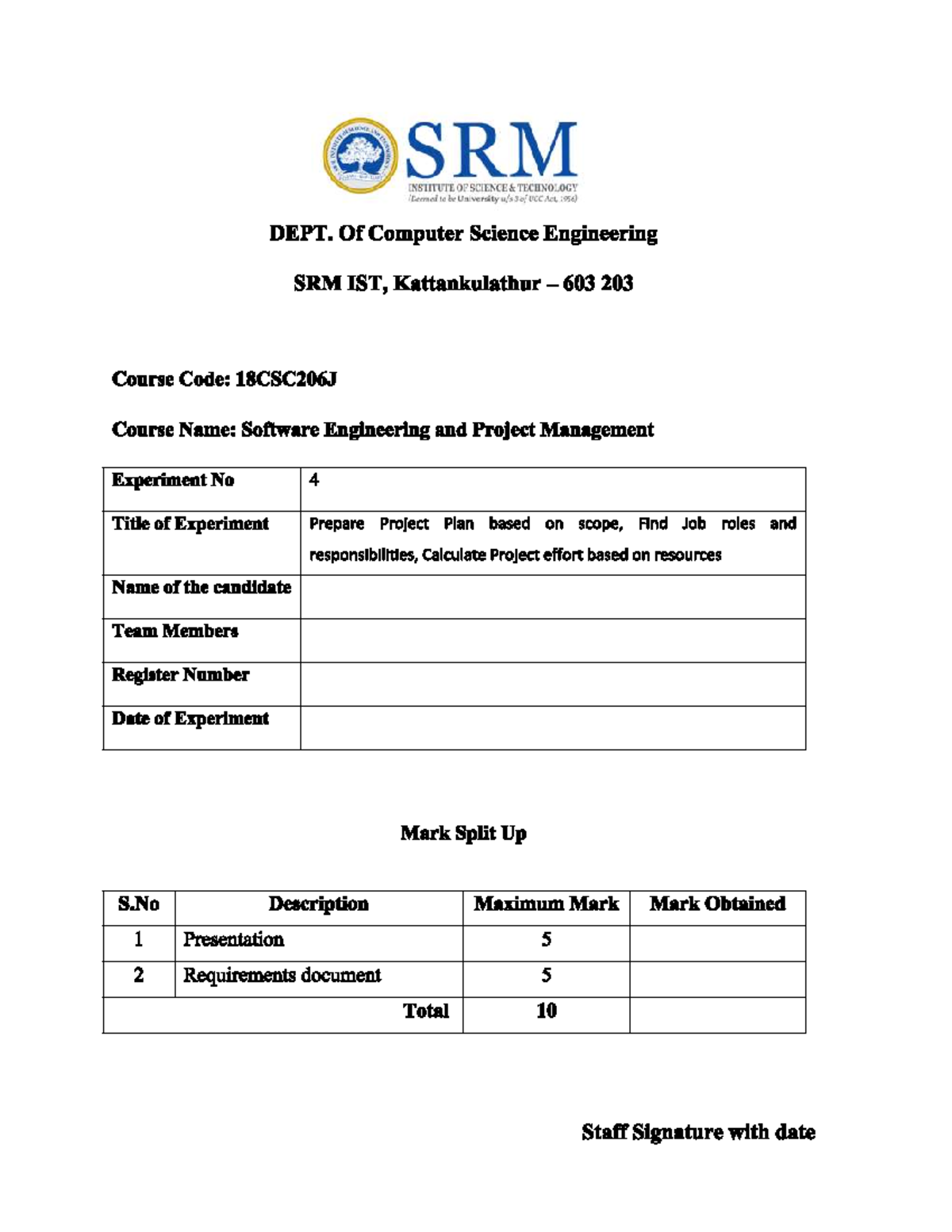 4 - SEPM EXPERIMENTS - Software Engineering And Project Management ...