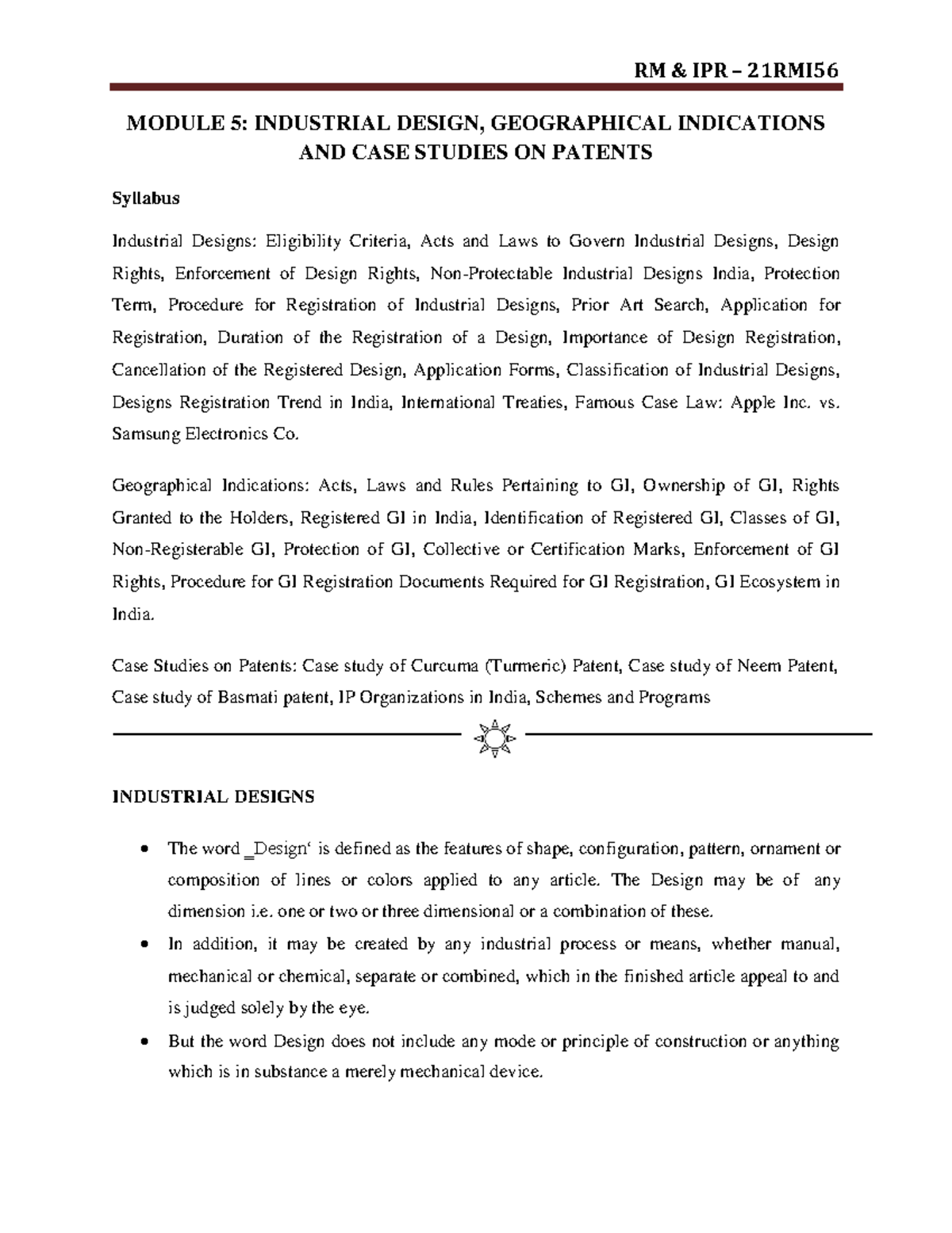 Module 5 RM 2021 scheme 5th semester N5 - MODULE 5: INDUSTRIAL DESIGN ...