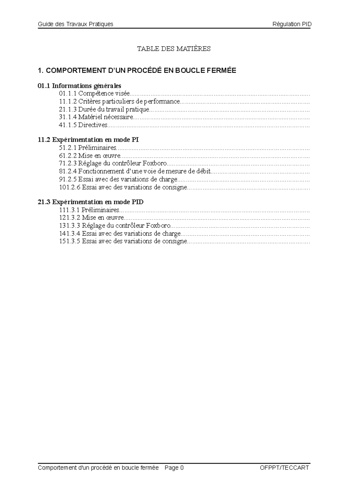 _Regulation_PID_TP1_PID - TABLE DES MATIÈRES 1. COMPORTEMENT D’UN ...