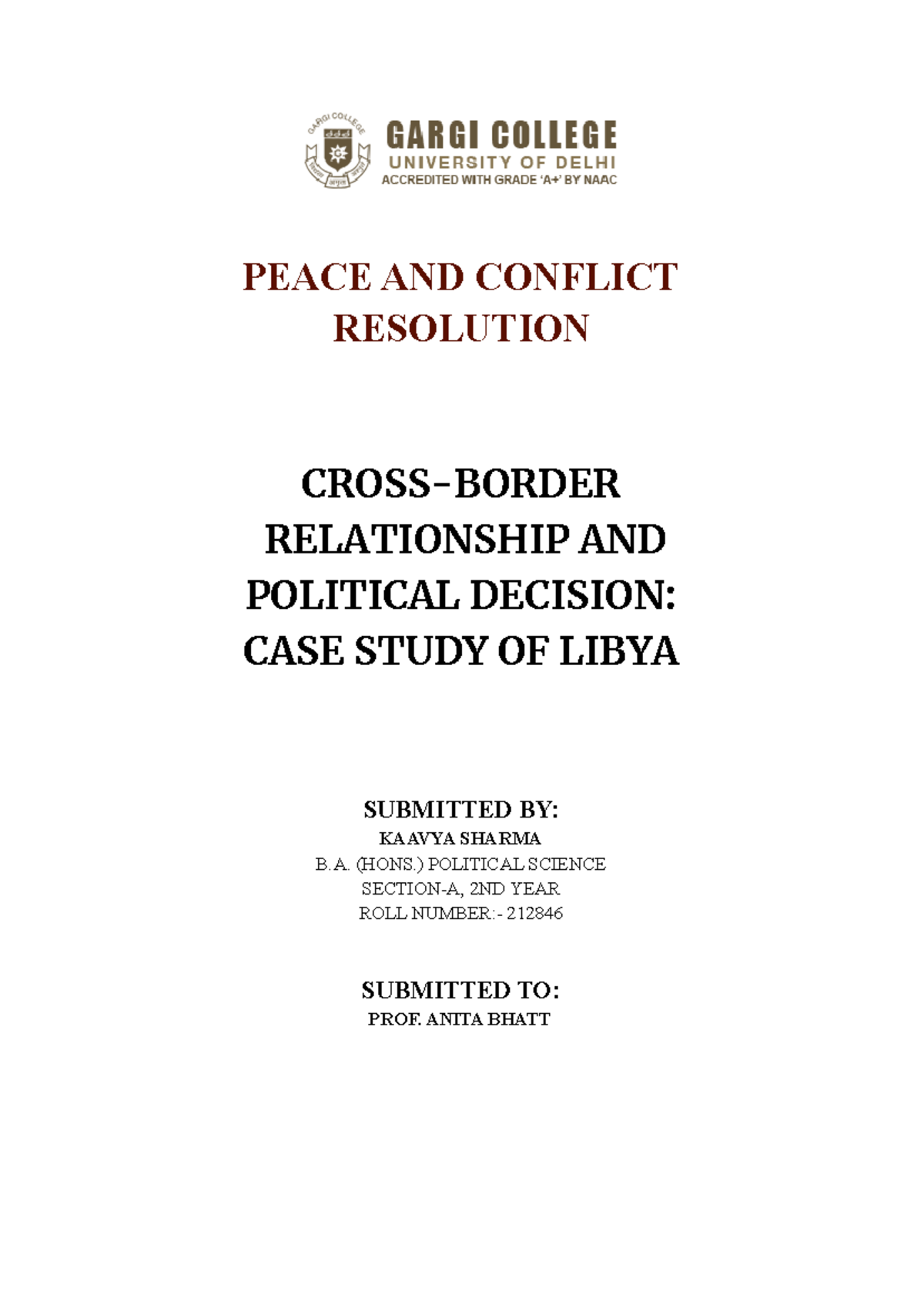 Peace and Conflict Resolution Assignment - PEACE AND CONFLICT ...