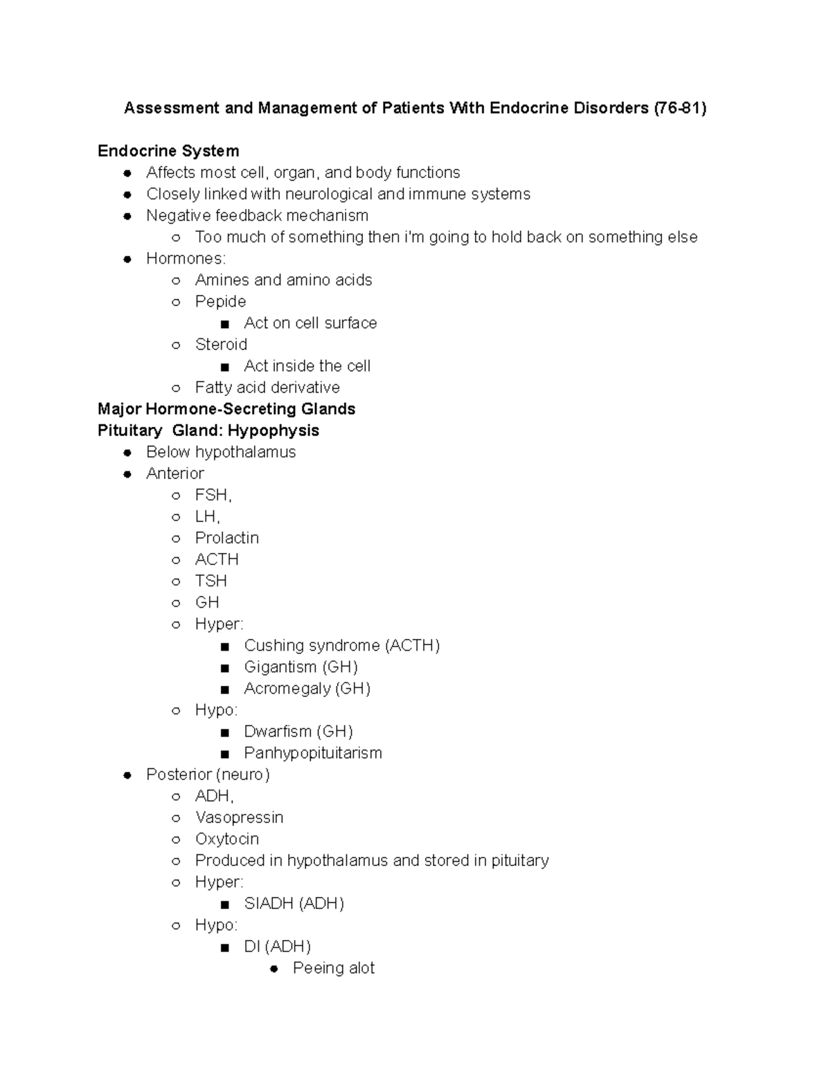 Endocrine Powerpoint - Assessment and Management of Patients With ...