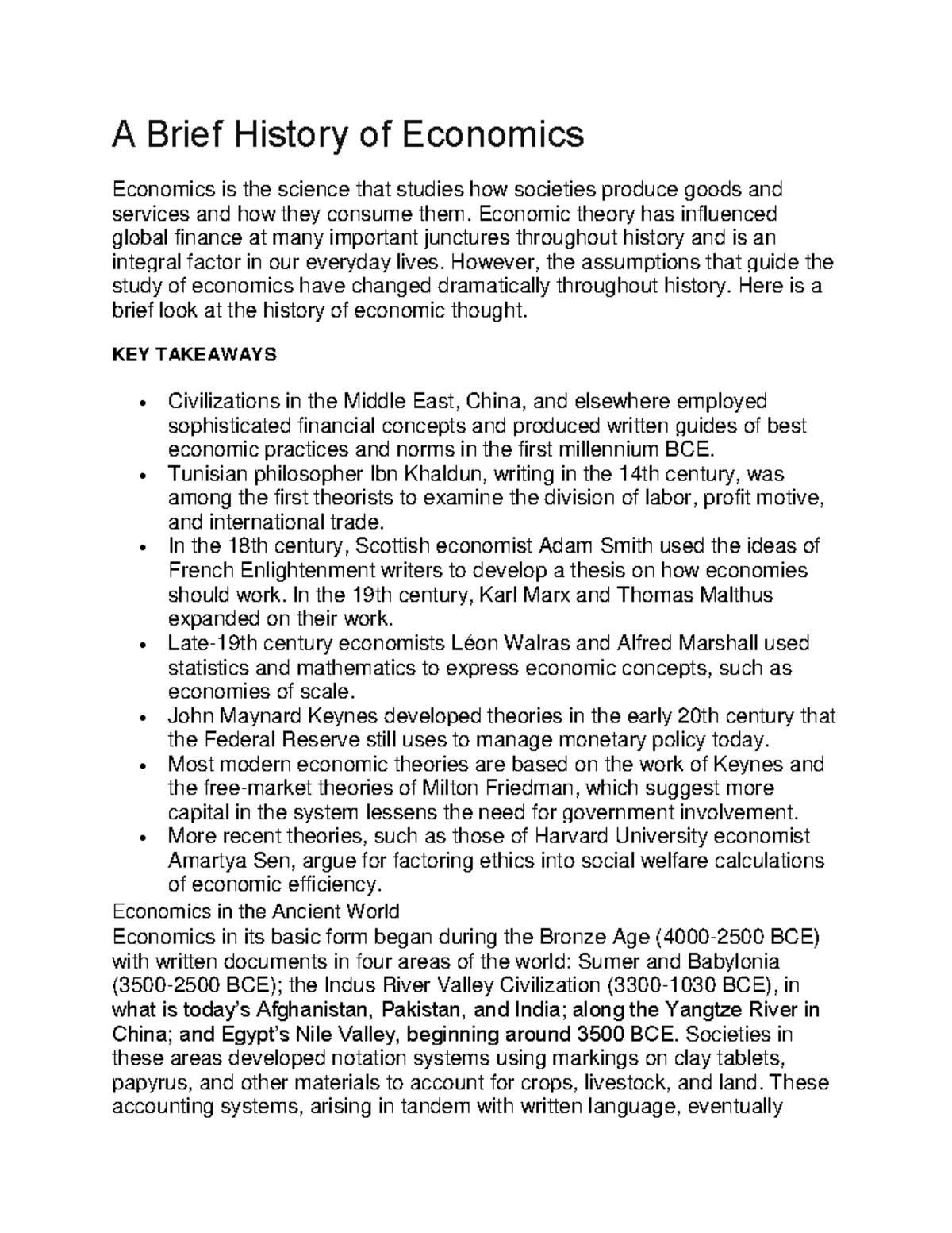 A Brief History of Economic 1 - A Brief History of Economics Economics ...