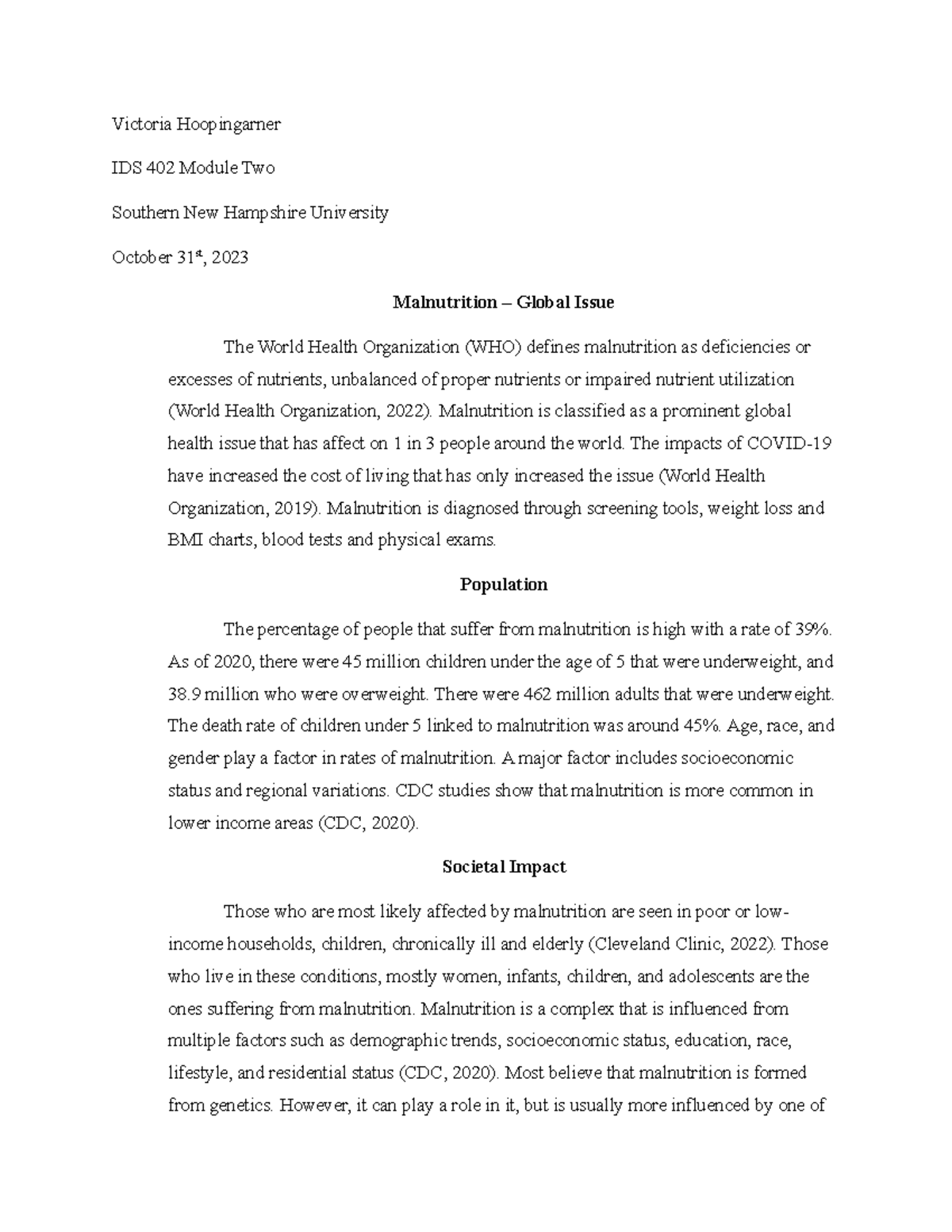 IDS 402 Module 2 - Victoria Hoopingarner IDS 402 Module Two Southern ...