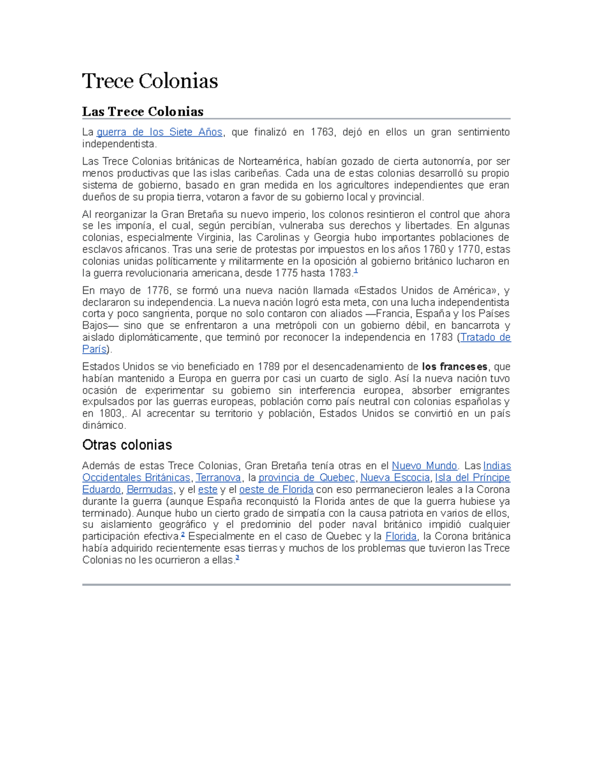 Trece Colonias - Temas - Trece Colonias Las Trece Colonias La guerra de ...