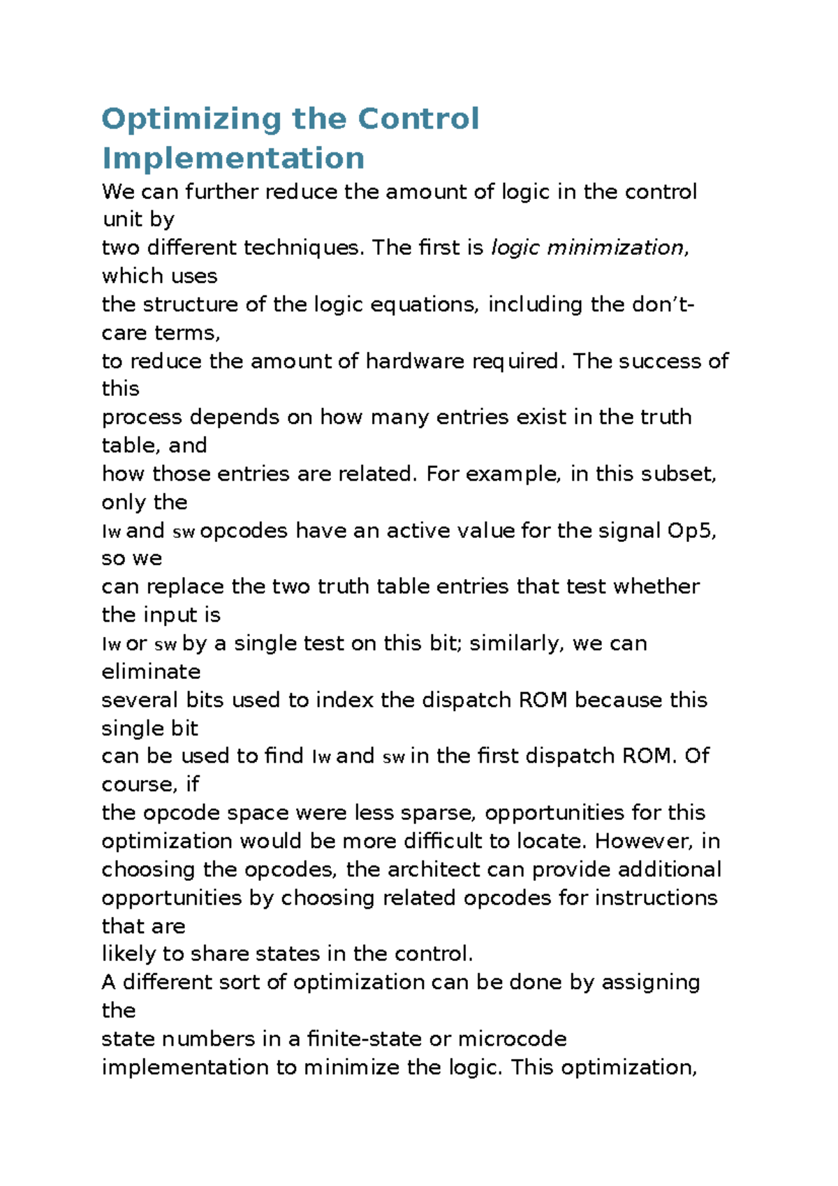 Optimizing the Control Implementation - Optimizing the Control ...