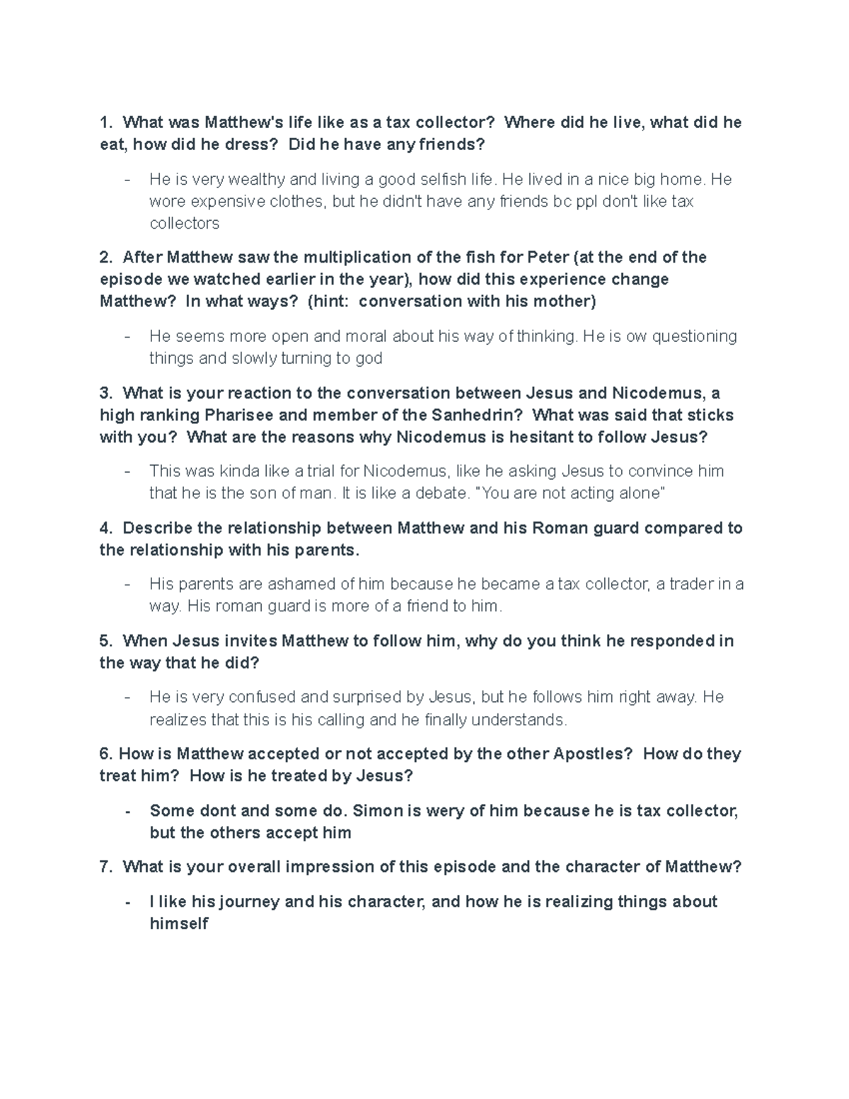 The chosen questions - What was Matthew's life like as a tax collector ...