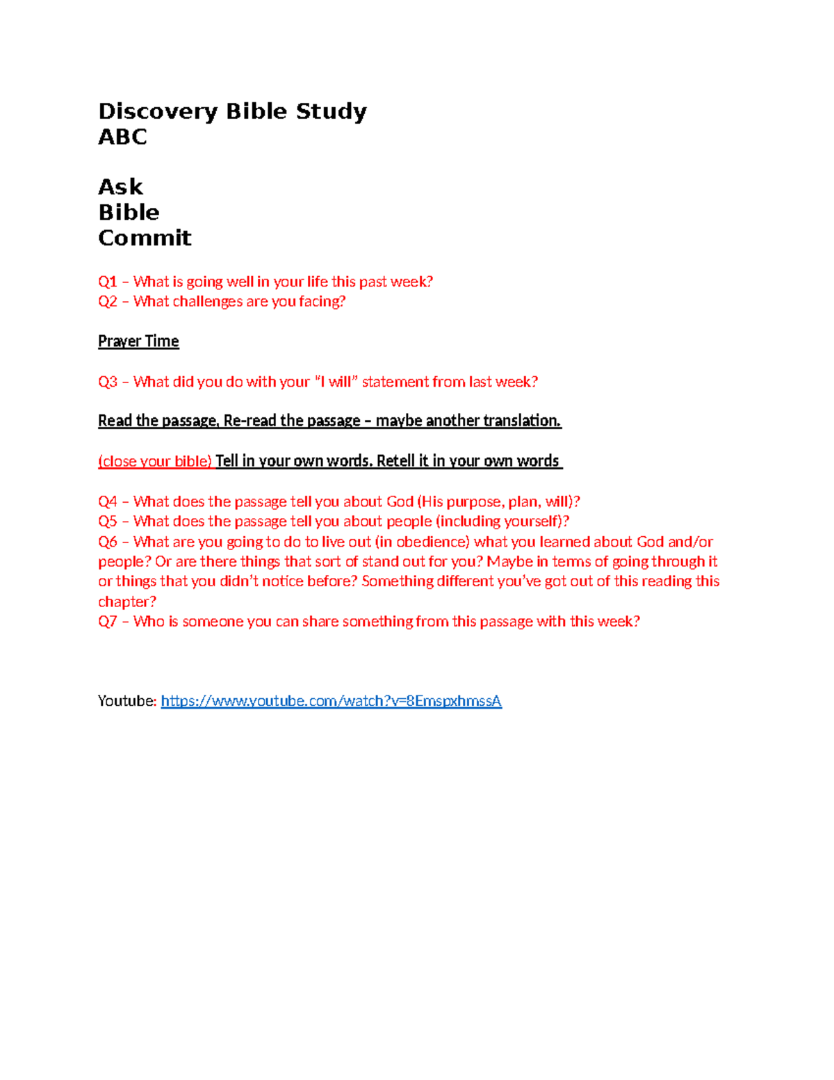 Discovery Bible Study - Discovery Bible Study ABC Ask Bible Commit Q1 ...