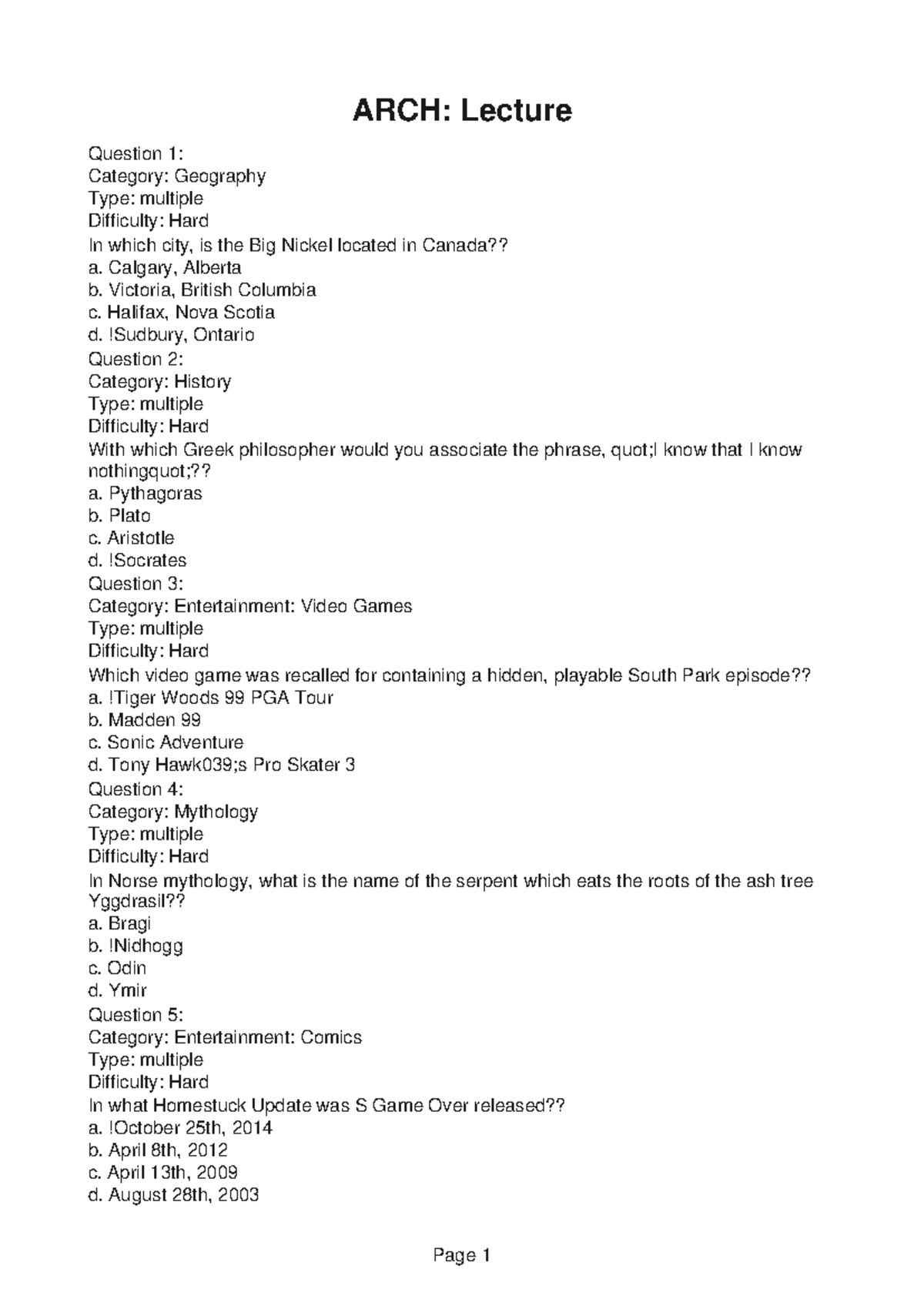 ARCH131 Test Prep 10 - ARCH: Lecture Question 1: Category: Geography ...