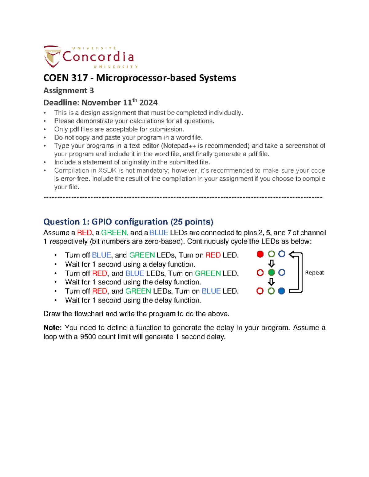 Coen317 Assignment 3 - COEN 31 7 - Microprocessor-based Systems Assignment 3 Deadline: November ...