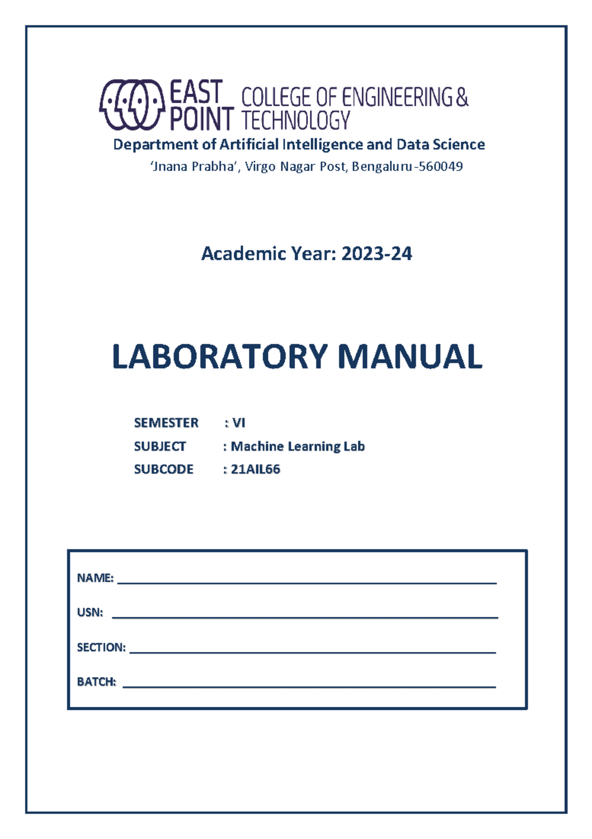 ML Lab Manual AI DS - Department of Artificial Intelligence and Data ...