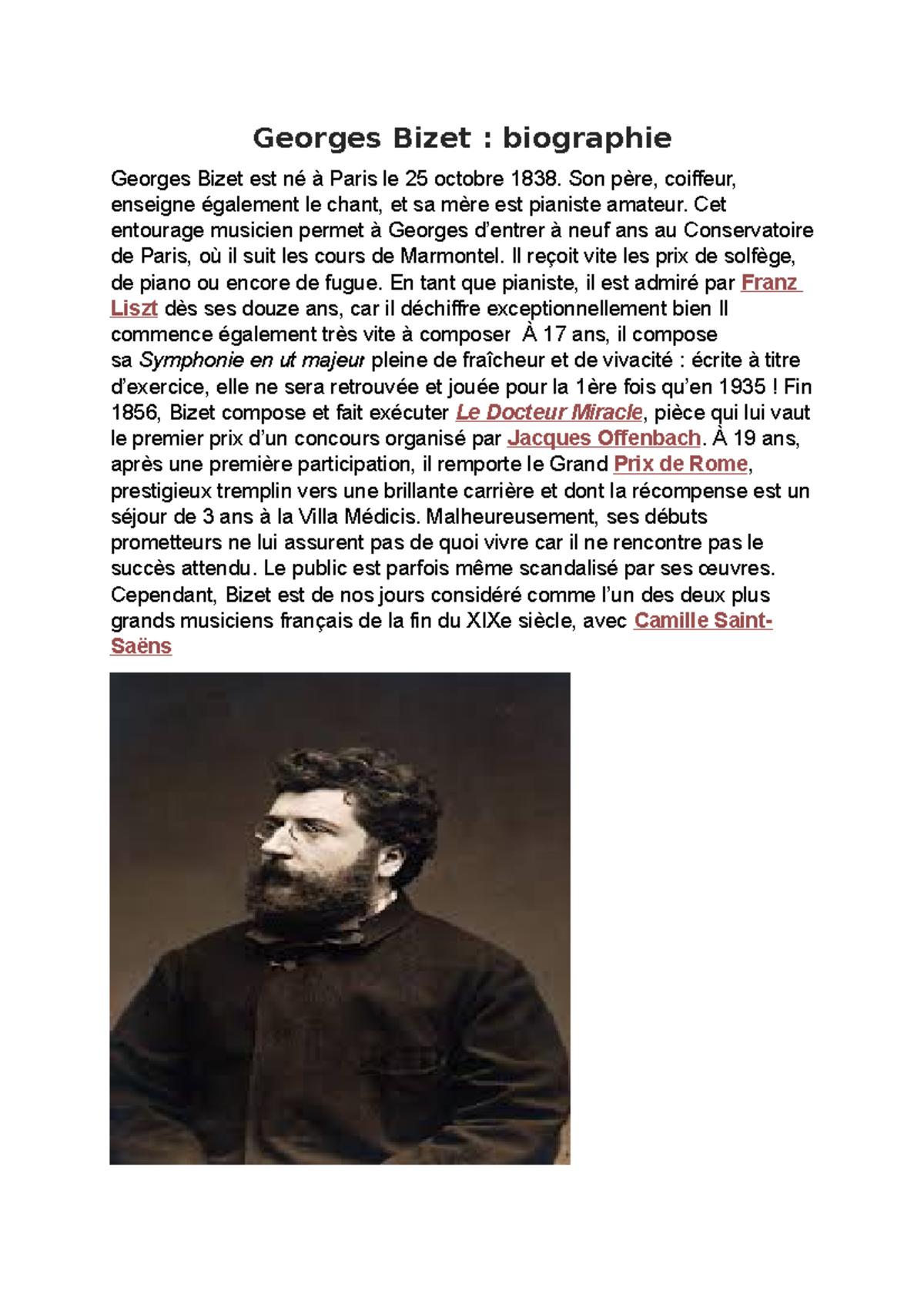 Biographie G - description - Georges Bizet : biographie Georges Bizet ...