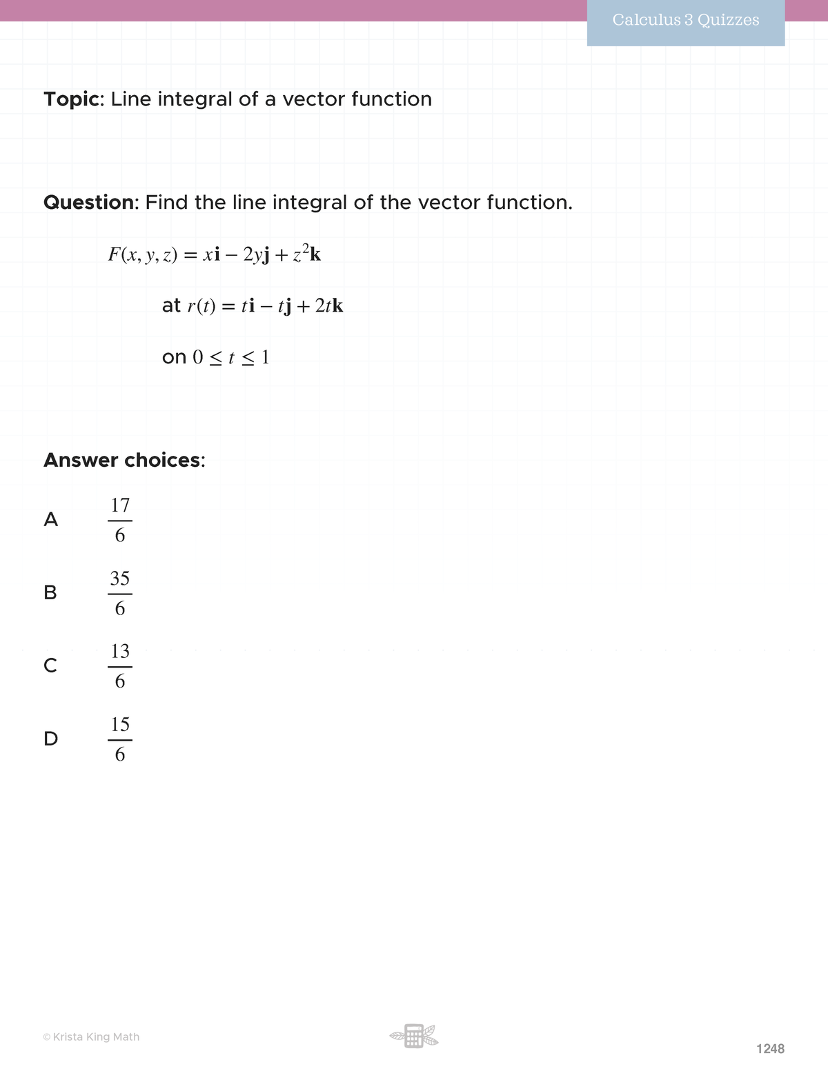 Line+integral+of+a+vector+function - Topic : Line integral of a vector ...