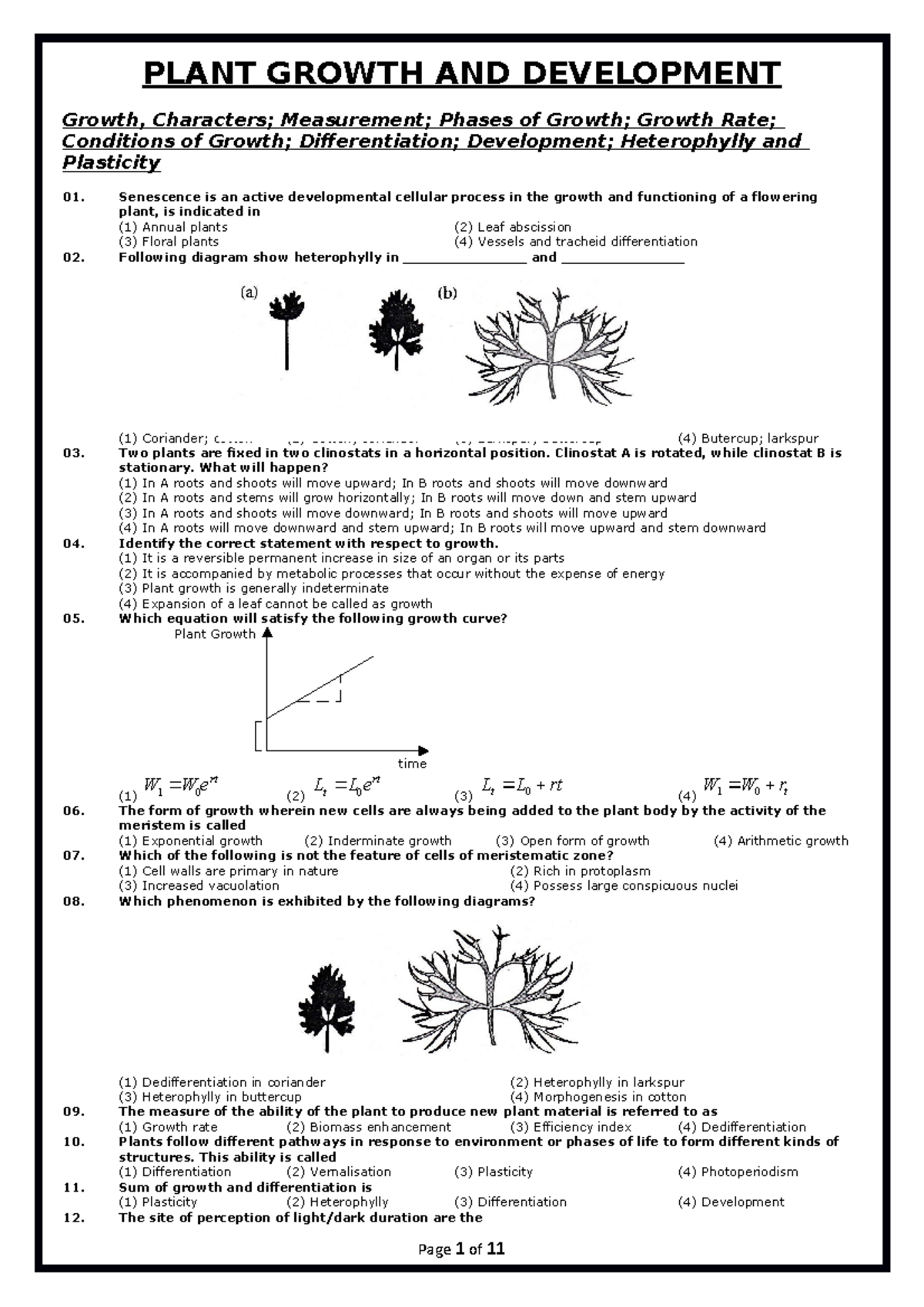 15. Plant Growth and Development - PLANT GROWTH AND DEVELOPMENT Growth ...
