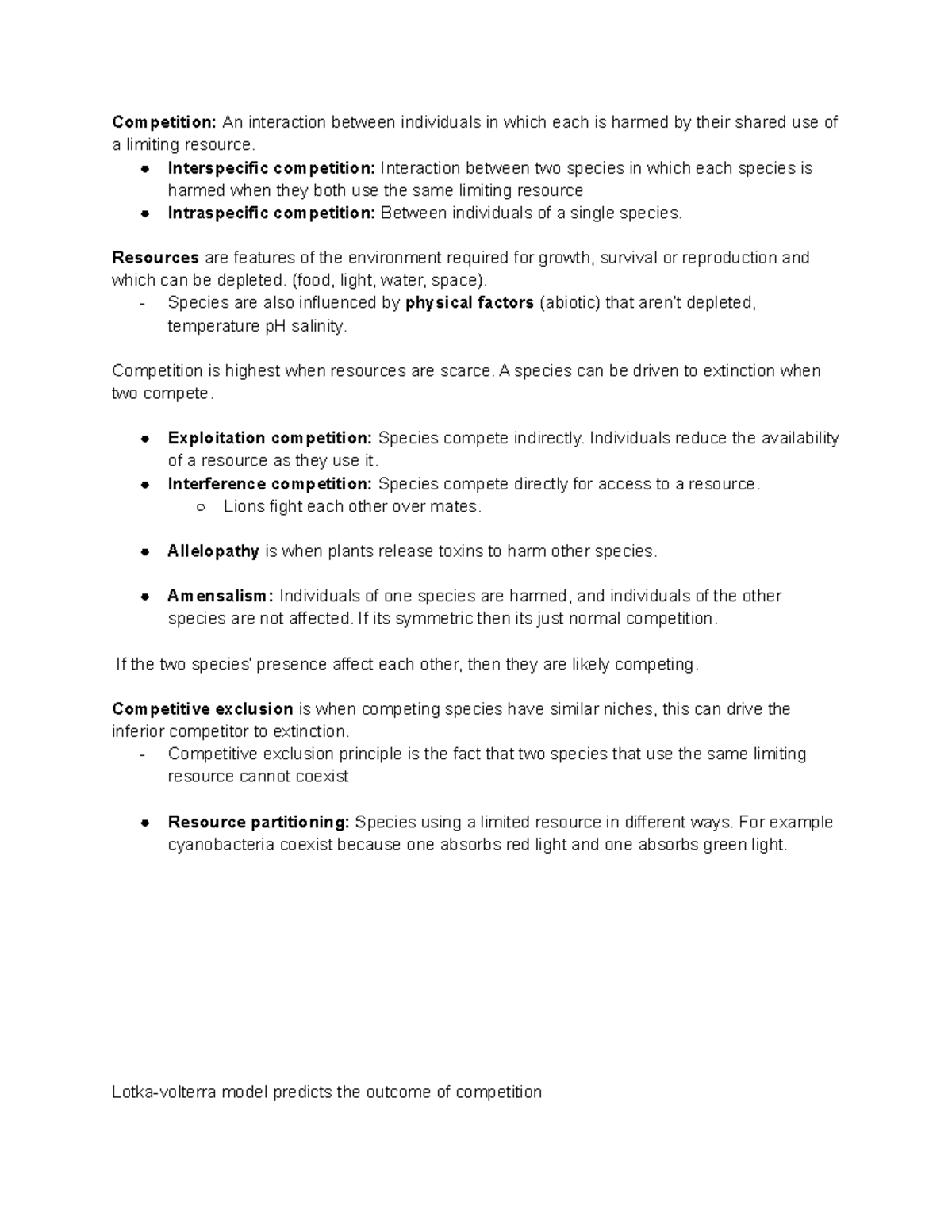 Lecture 11 - Competition - Competition: An interaction between ...